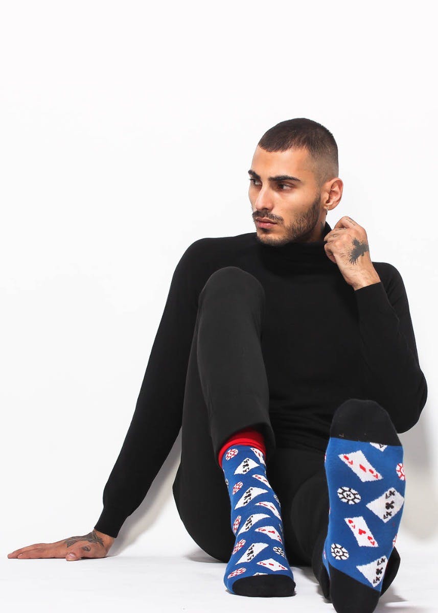 Get Contrast Trim Poker Love Crew Socks at ₹ 179 | LBB Shop