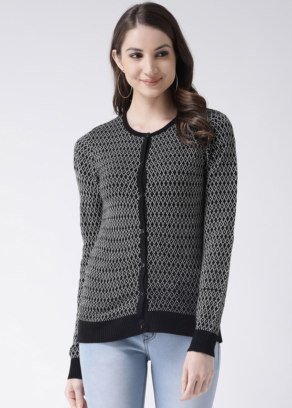 Get Geometric Woven Front Open Sweater at ₹ 1199 | LBB Shop