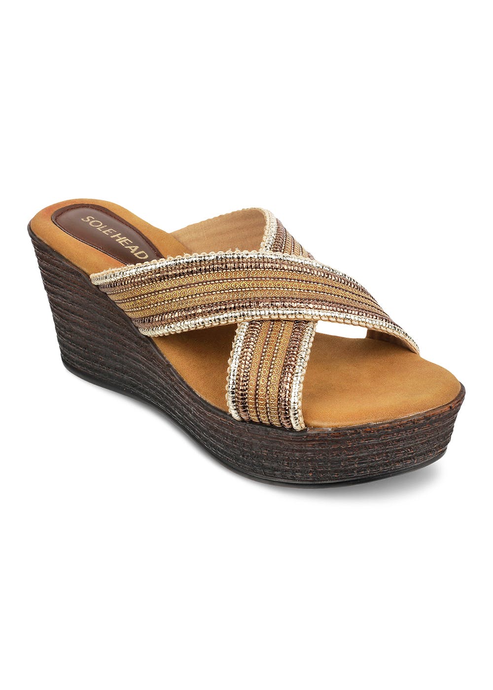 Get Gota Detail Cross Strap Wedges at ₹ 1319 | LBB Shop