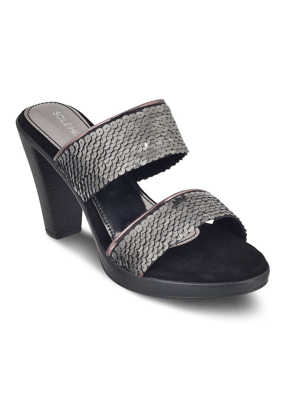 Get Sequin Embellished Dual Strap Block Heels at ₹ 1429 | LBB Shop Get Sequin Embellished Dual Strap Block Heels at ₹ 1429 | LBB Shop