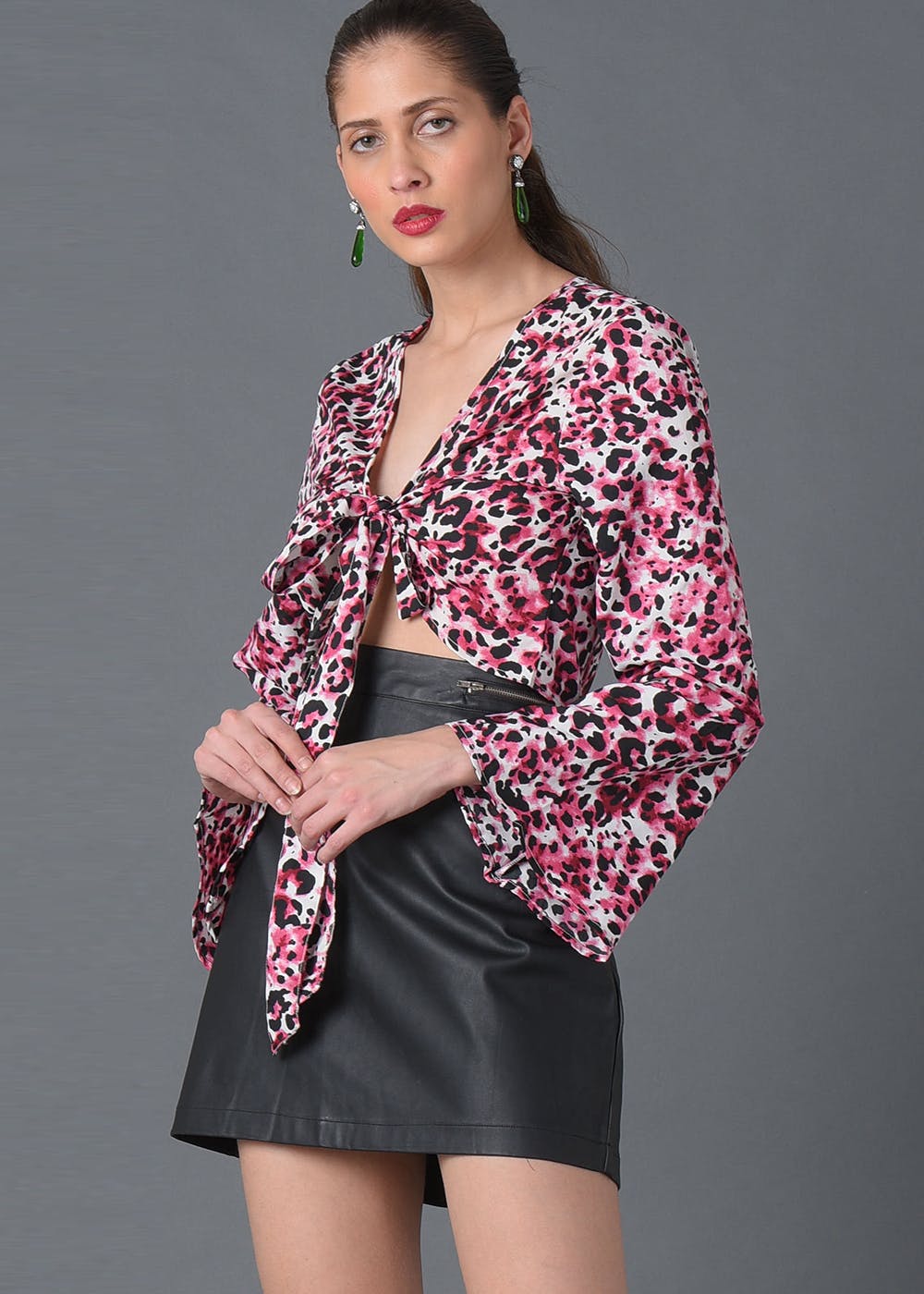 Get Leopard Spots Printed Tie Up Shrug at ₹ 700 | LBB Shop