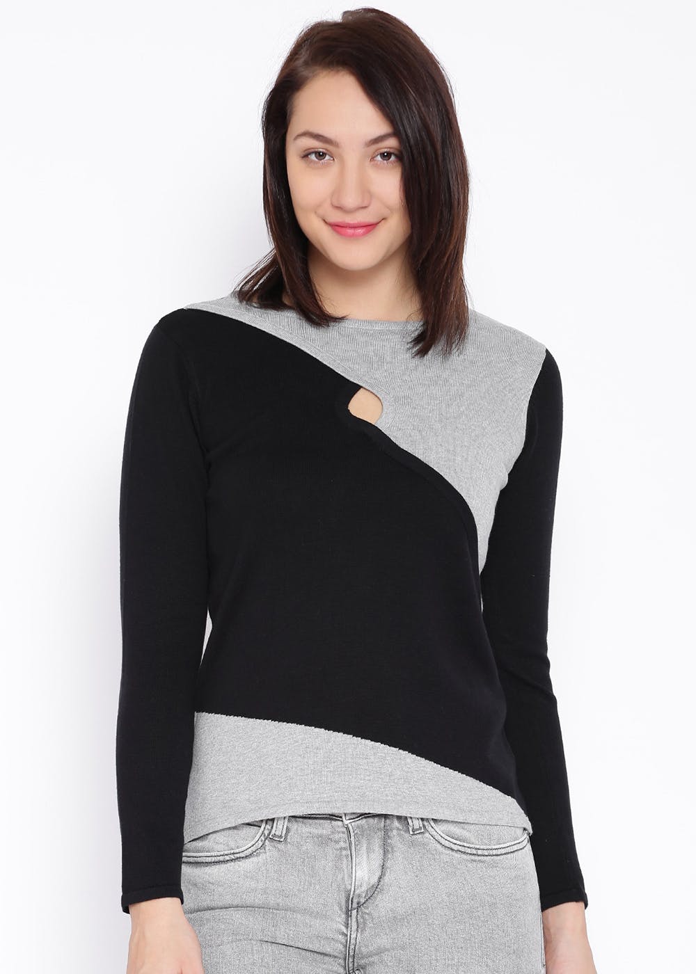 Get Cut-Out Detail Colorblock Top at ₹ 1899 | LBB Shop