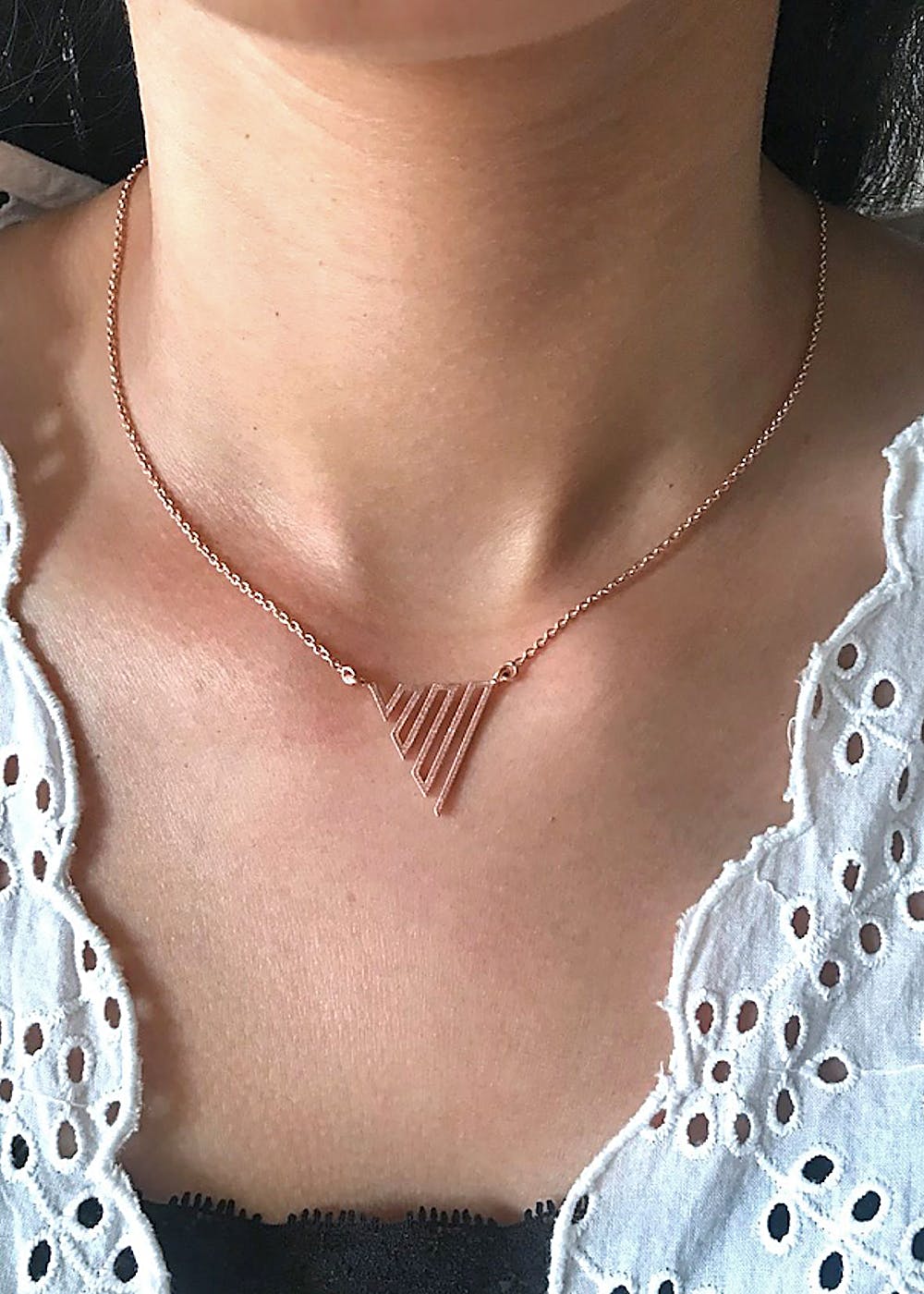 Get Rose Gold Plated Zig Zag Inverted Triangle Pendant at ₹ 1000 | LBB Shop