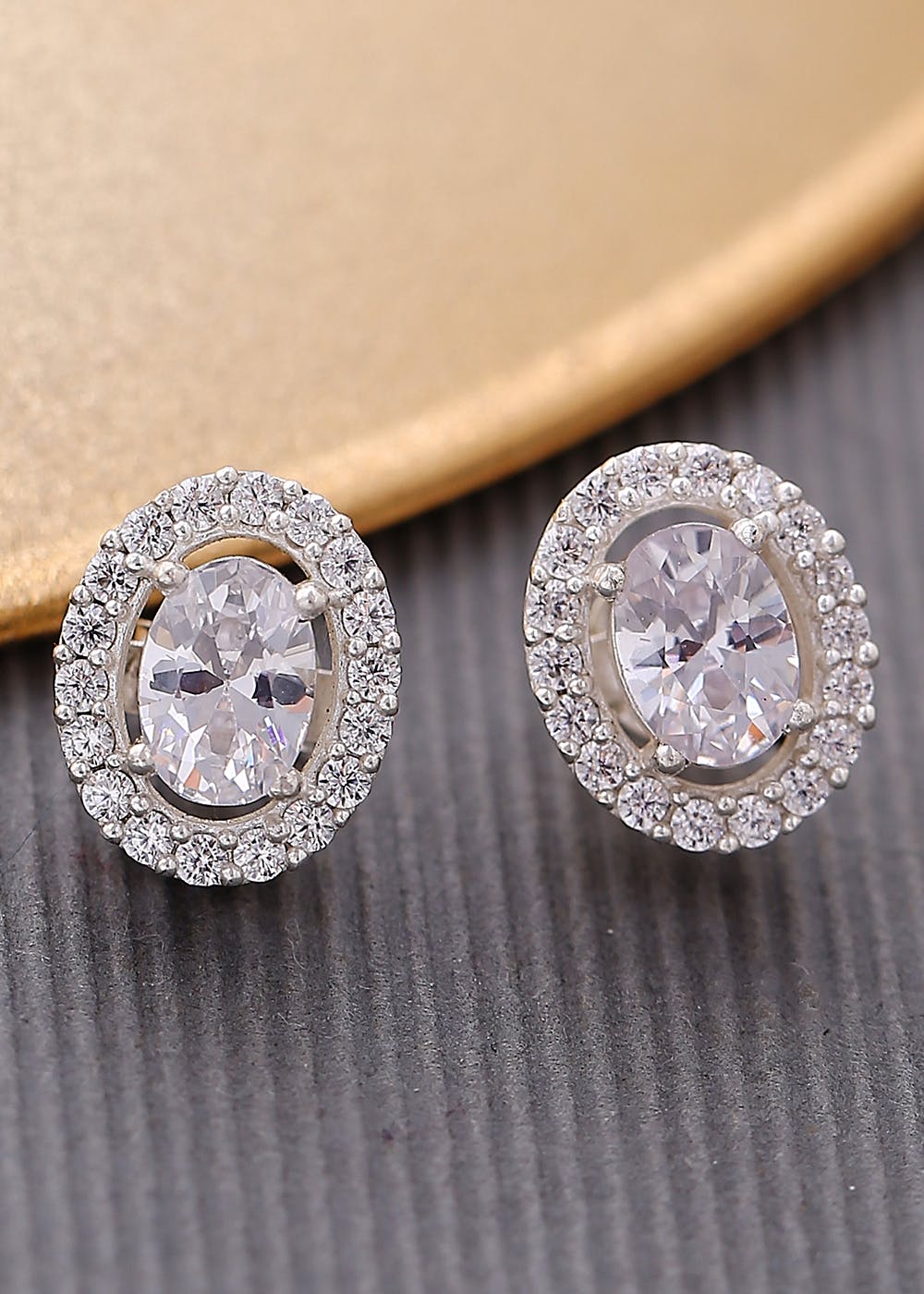 Get Classic Crystal Oval Studs at ₹ 995 | LBB Shop