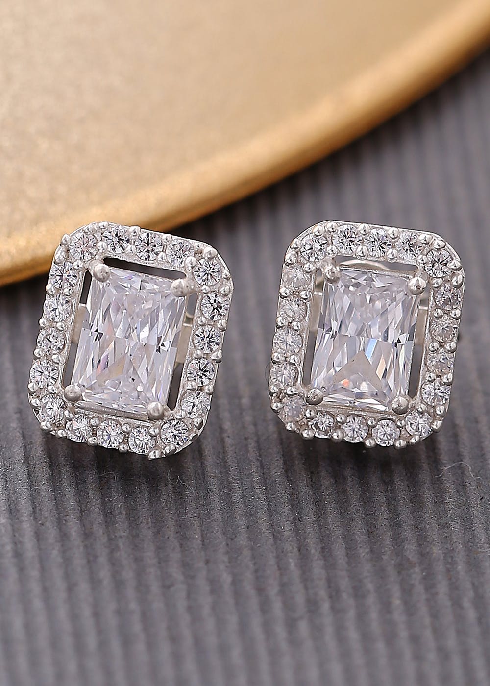 Get Classic Crystal Square Studs at ₹ 1095 | LBB Shop