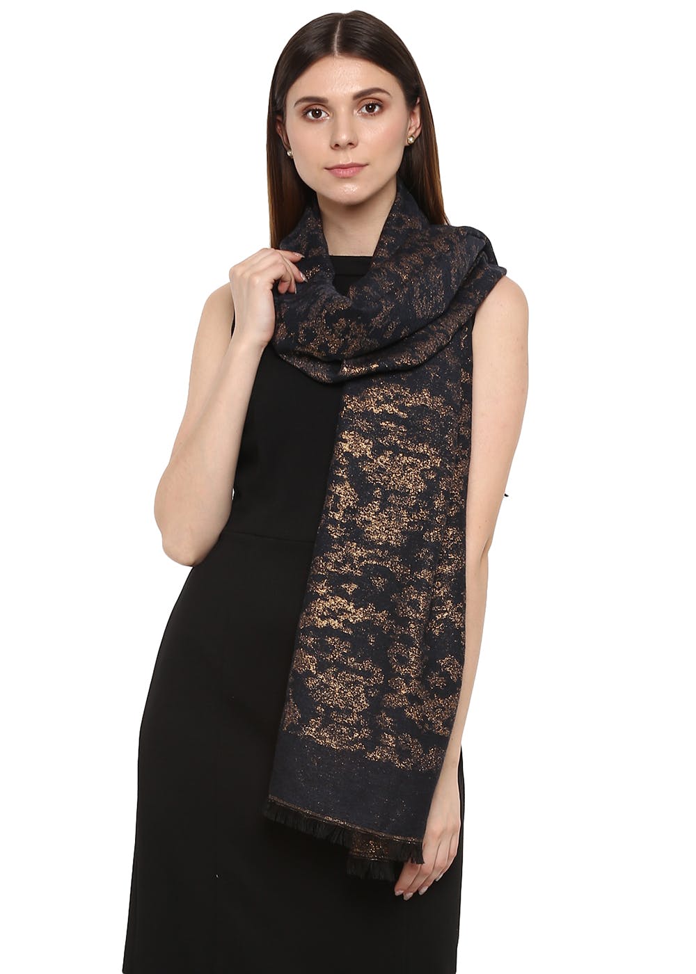 Get Contrast Woven Textured Navy Stole at ₹ 959 | LBB Shop