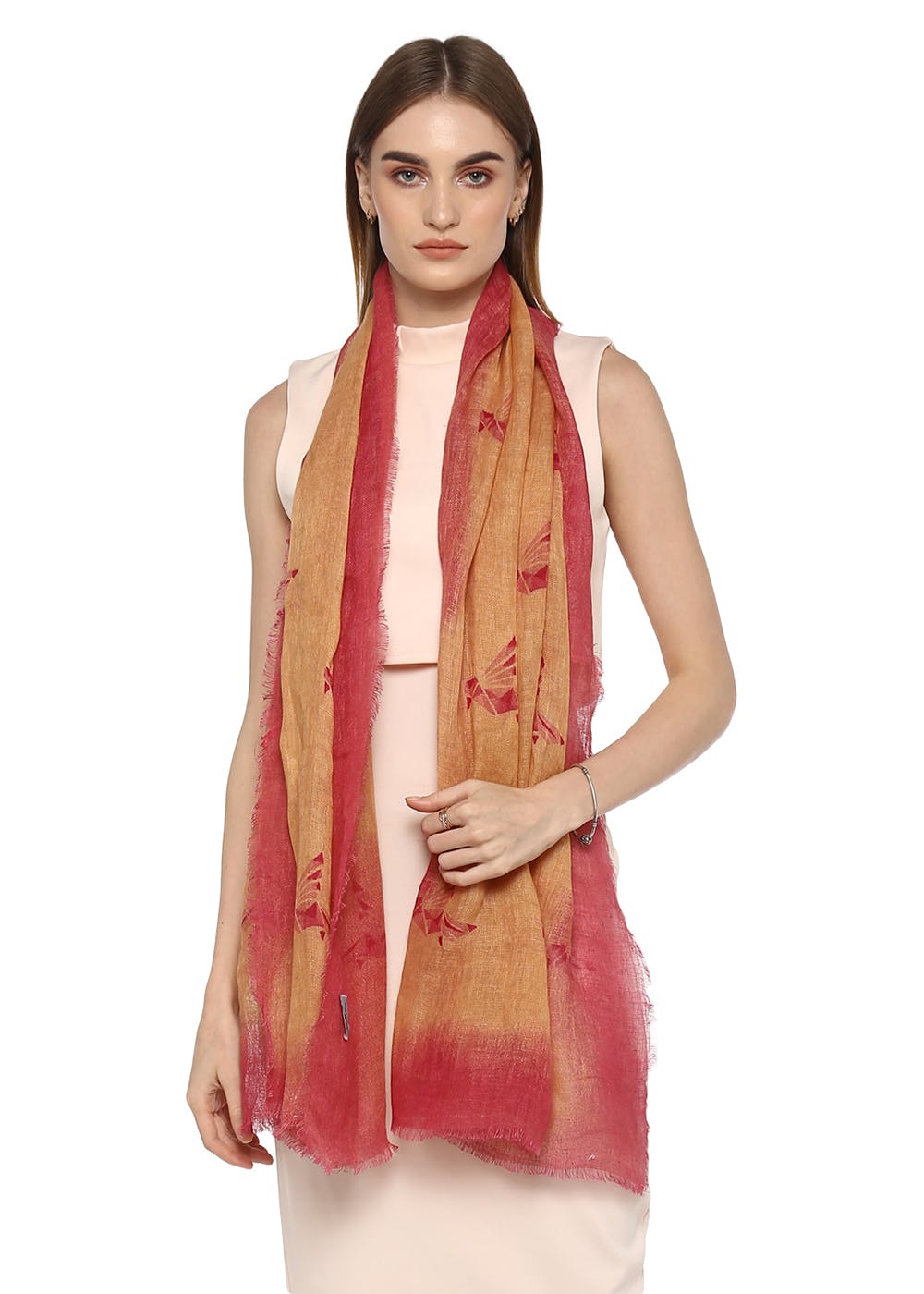 Get Two-Tone Origami Bird Printed Stole at ₹ 1039 | LBB Shop