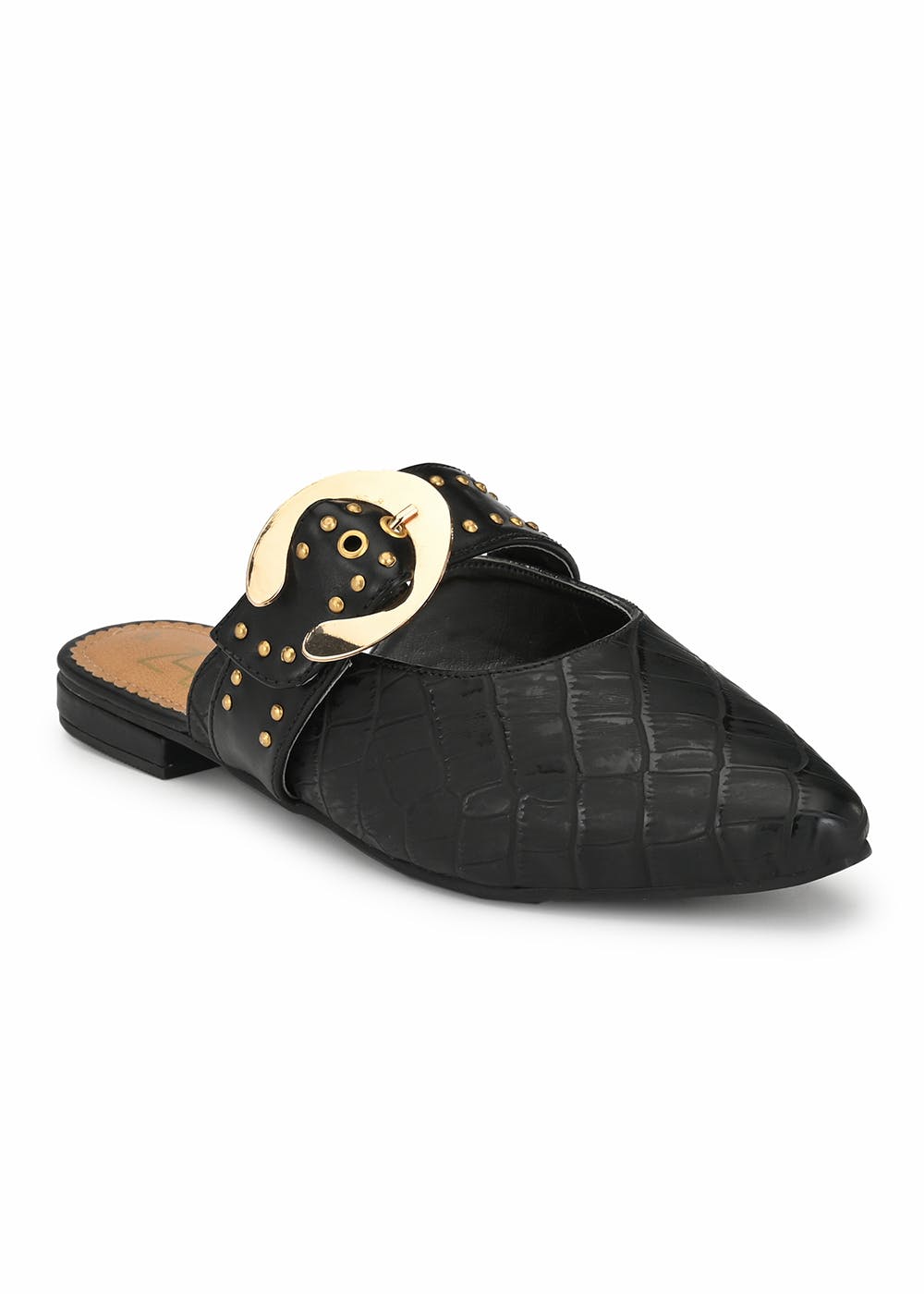 Get Embellished Buckle Detail Black Mules at ₹ 950 | LBB Shop