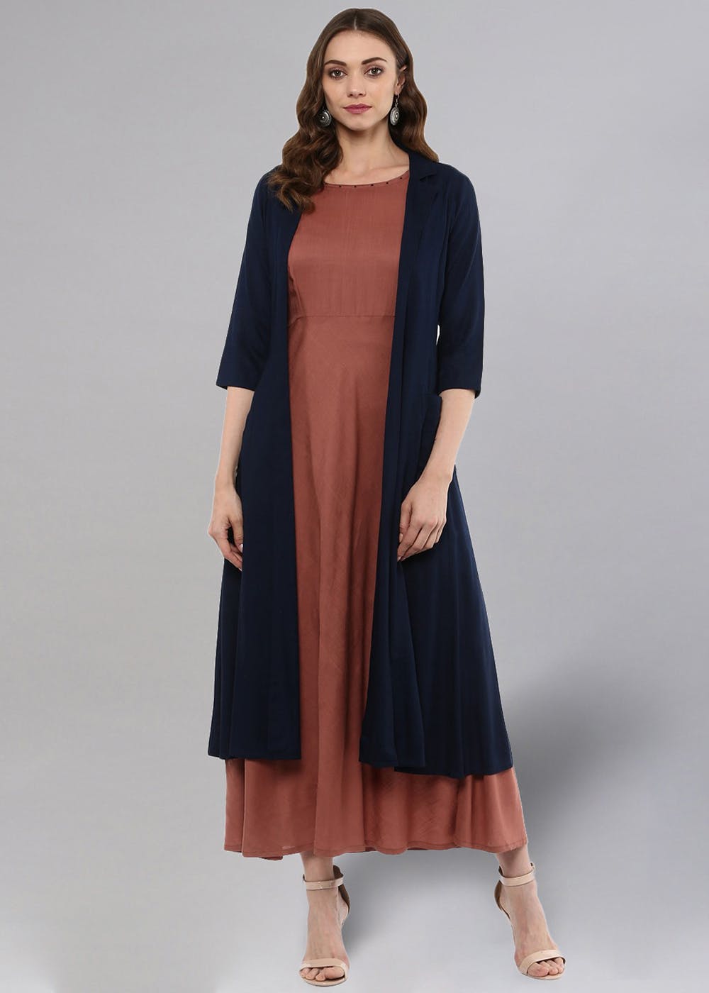 Get Solid Rayon Navy Long Shrug at ₹ 1599 | LBB Shop