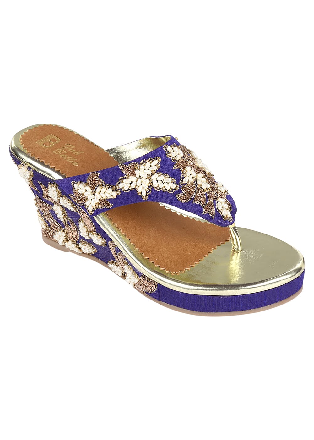 Get Embroidered Blue Wedges at ₹ 1450 | LBB Shop