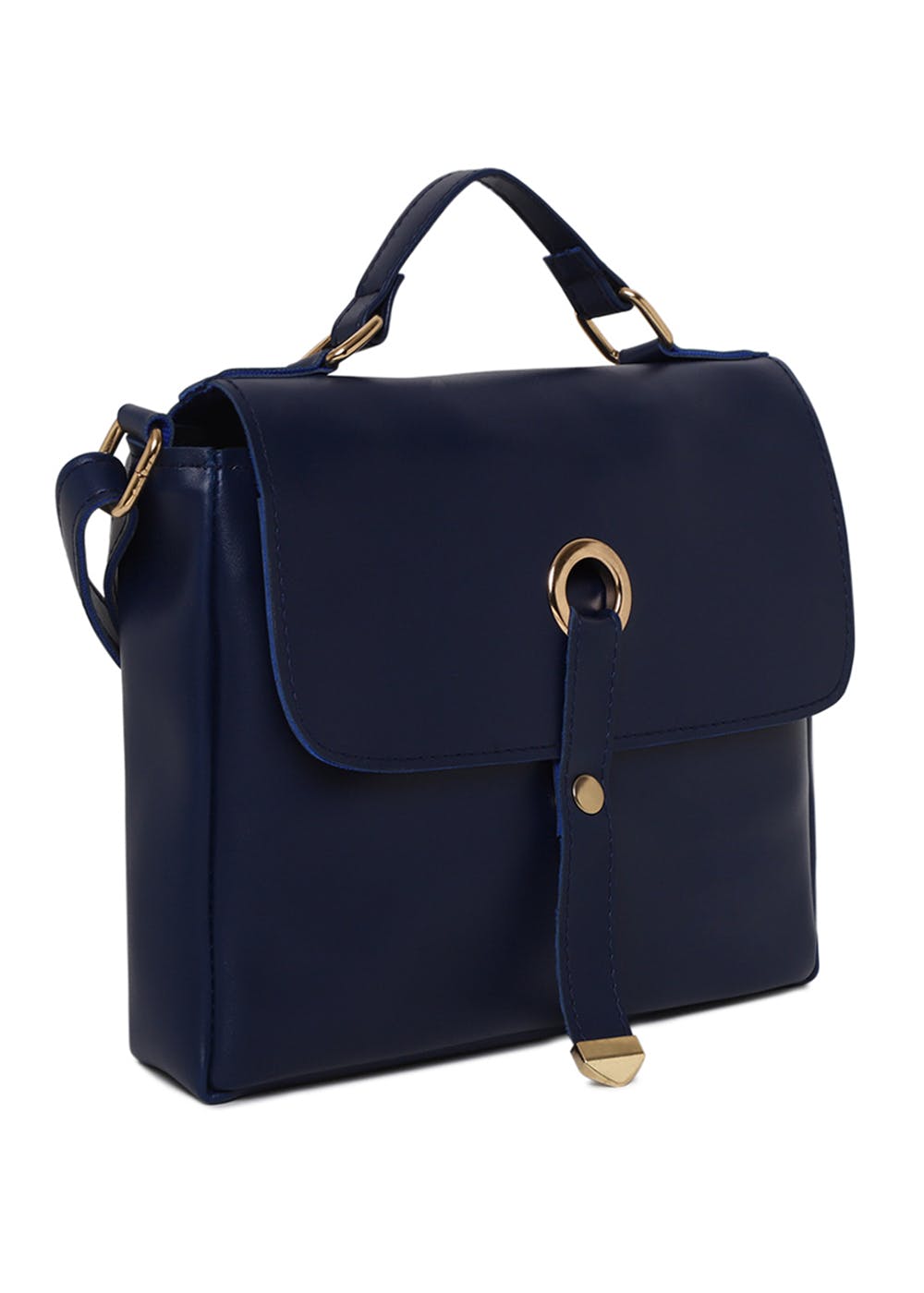 Get Flap Lock Detail Solid Box Formal Handbag at ₹ 699 | LBB Shop