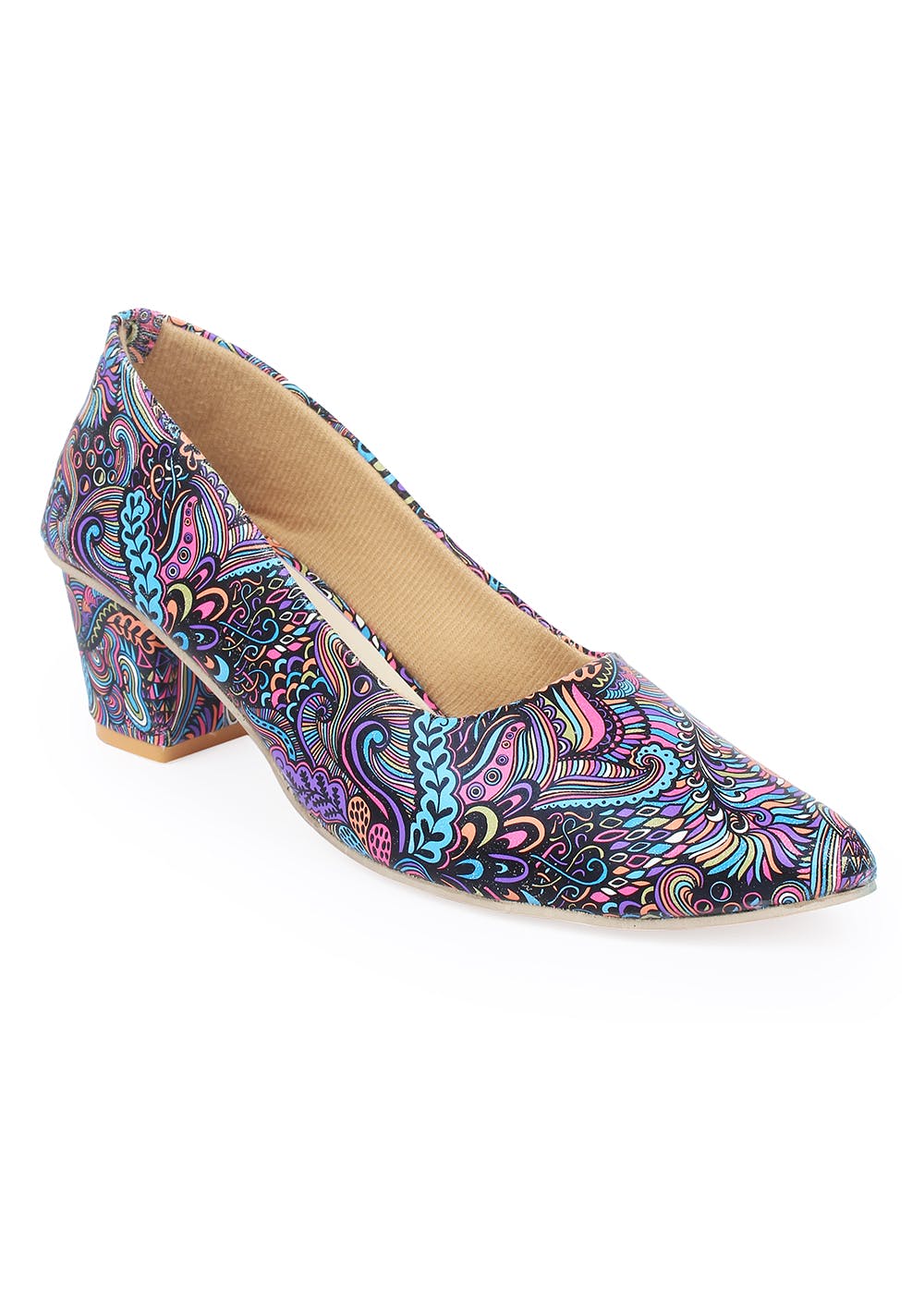 Get Multicoloured Ethnic Printed Blue Block Heels at ₹ 849 | LBB Shop