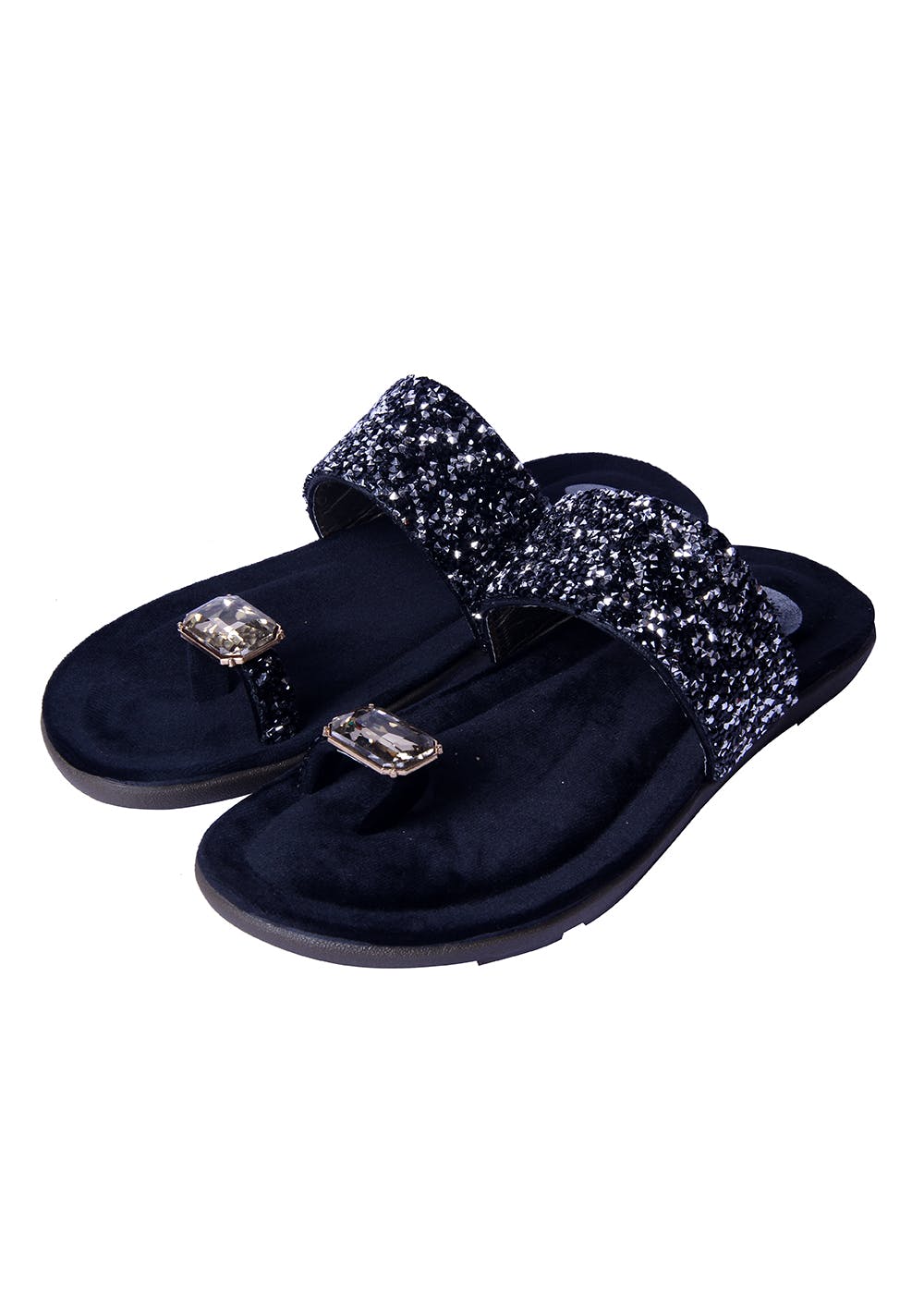 Get One Toe Stone Embellished Glittery Slides at ₹ 549 | LBB Shop