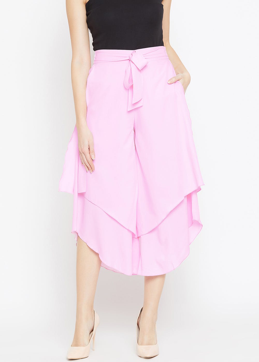 Get Solid Asymmetrical Layered Trouser at ₹ 699 | LBB Shop