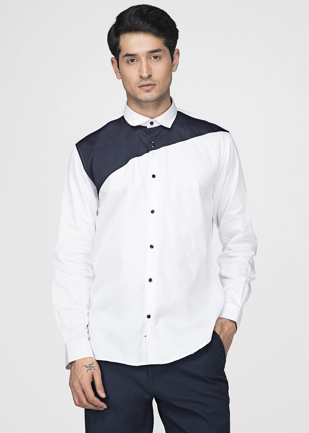 Get Triangle Panel Detail Solid Shirt at ₹ 1299 | LBB Shop