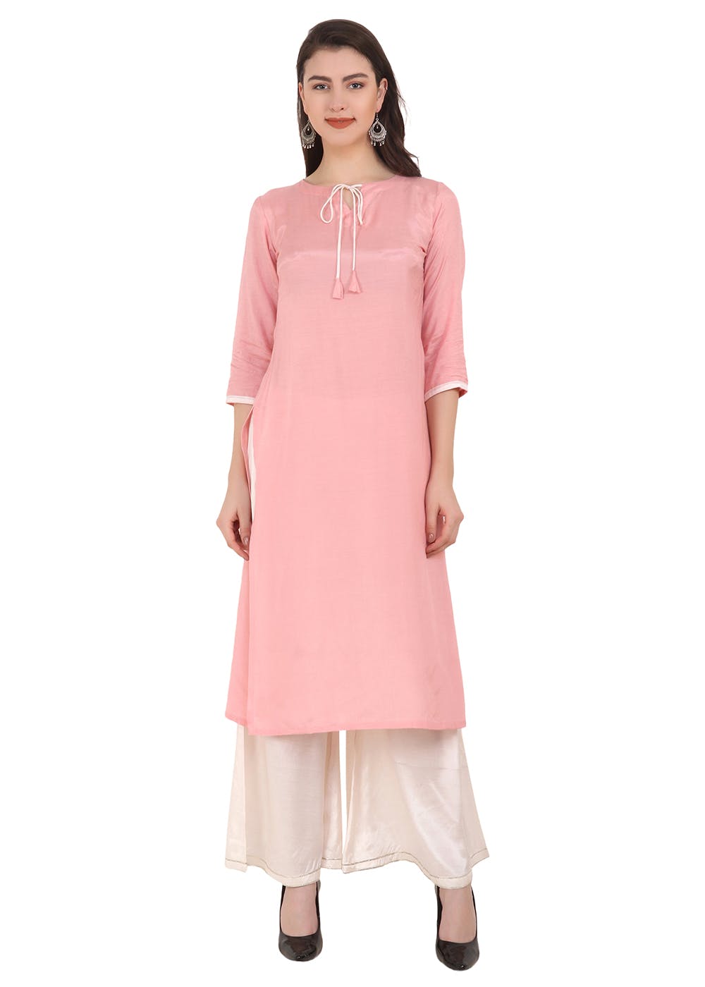 Get Solid Pink Straight Rayon Kurta at ₹ 999 | LBB Shop