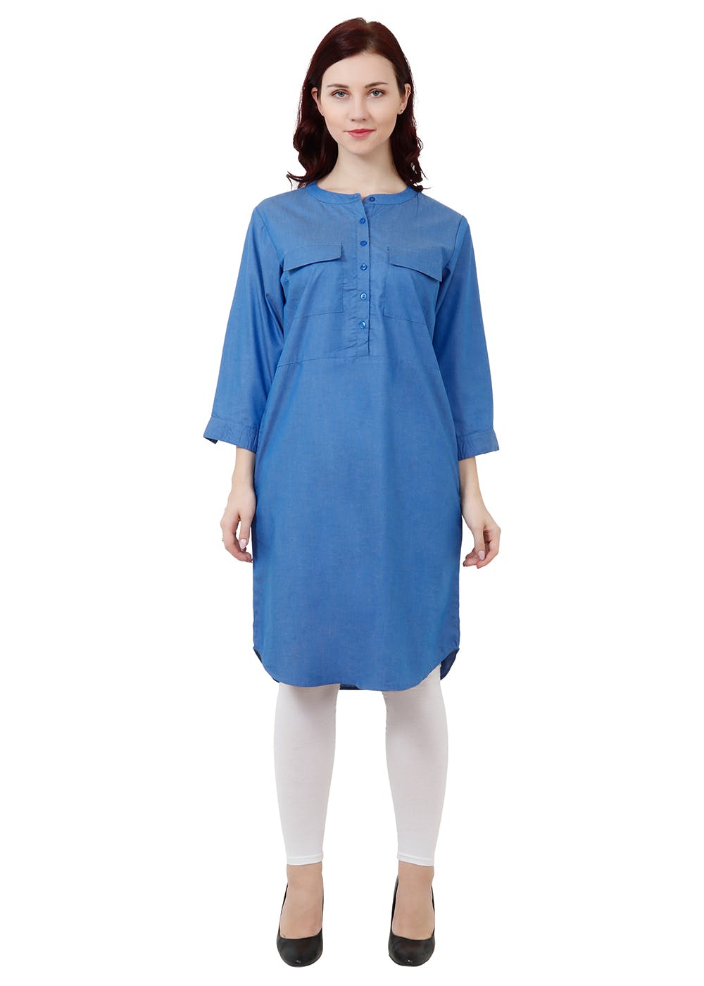 Get Dual Patch Pocket Detail Blue Tunic at ₹ 649 | LBB Shop