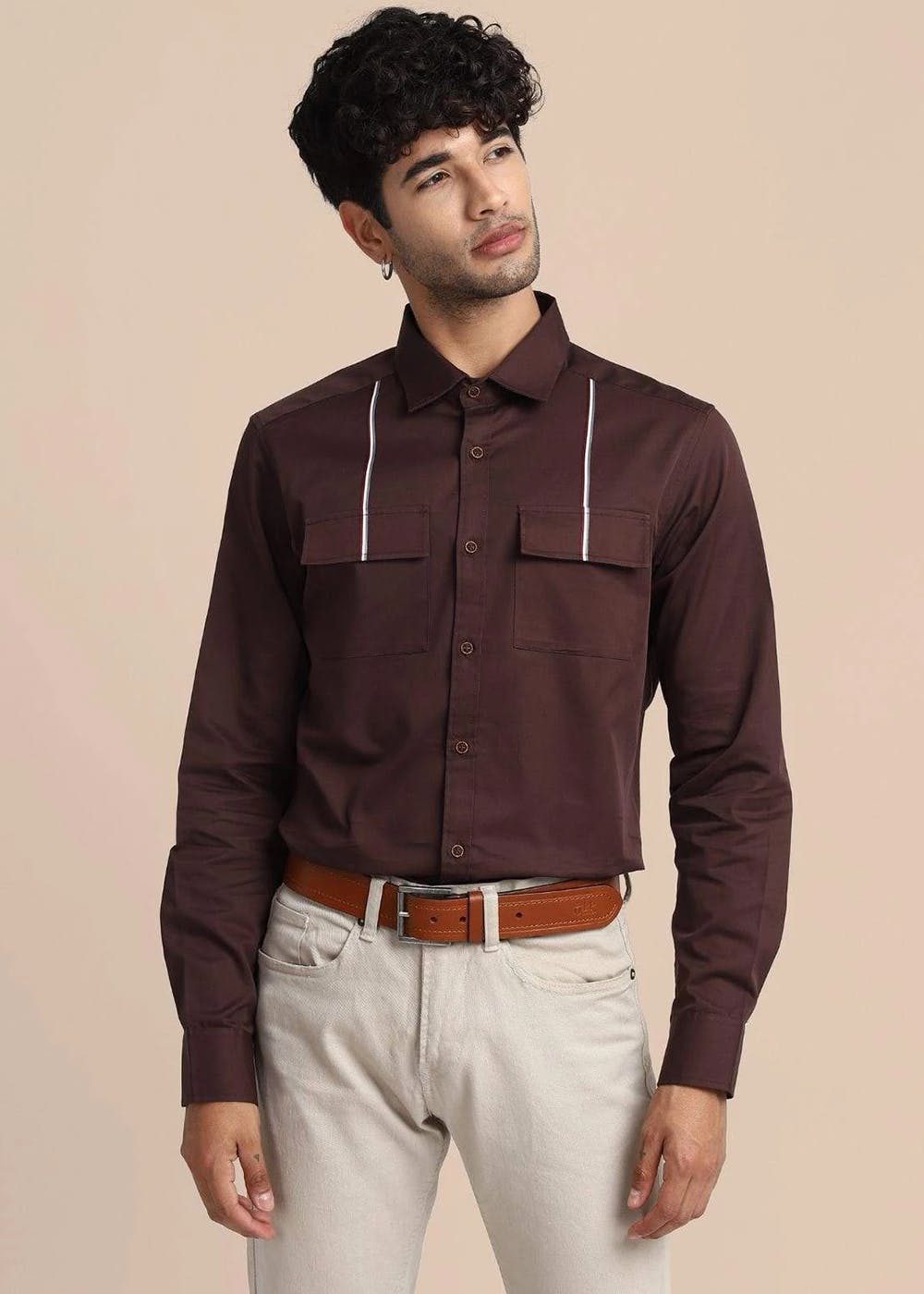 Get Double Patch Pocket Detail Red Full Sleeves Shirt at ₹ 1323 | LBB Shop