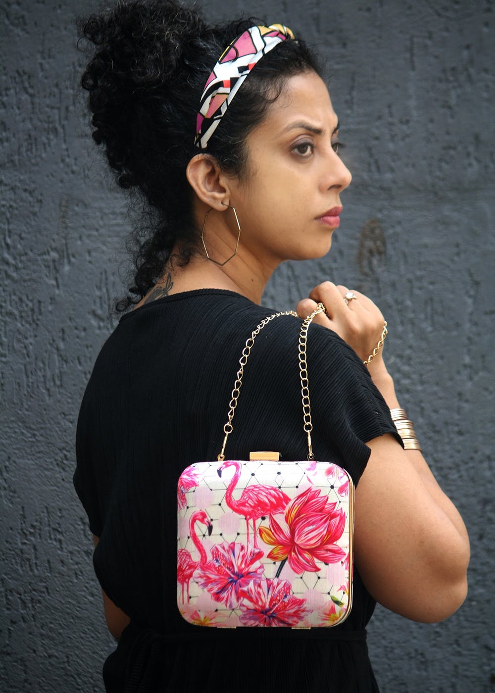 Get Flamingo Printed Pink Box Clutch at ₹ 1700 | LBB Shop