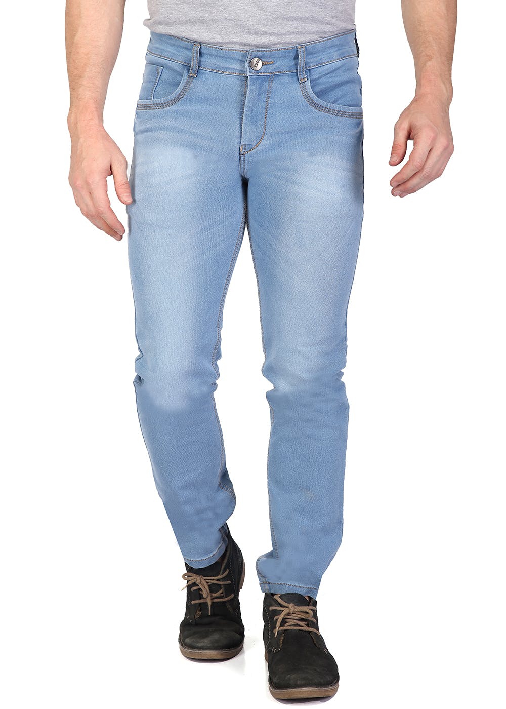 Get Light Blue Denim Wahsed Slim Fit Jeans at ₹ 799 | LBB Shop