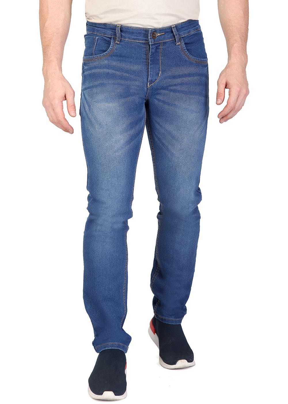 Get Dark Blue Denim Wahsed Slim Fit Jeans at ₹ 799 | LBB Shop