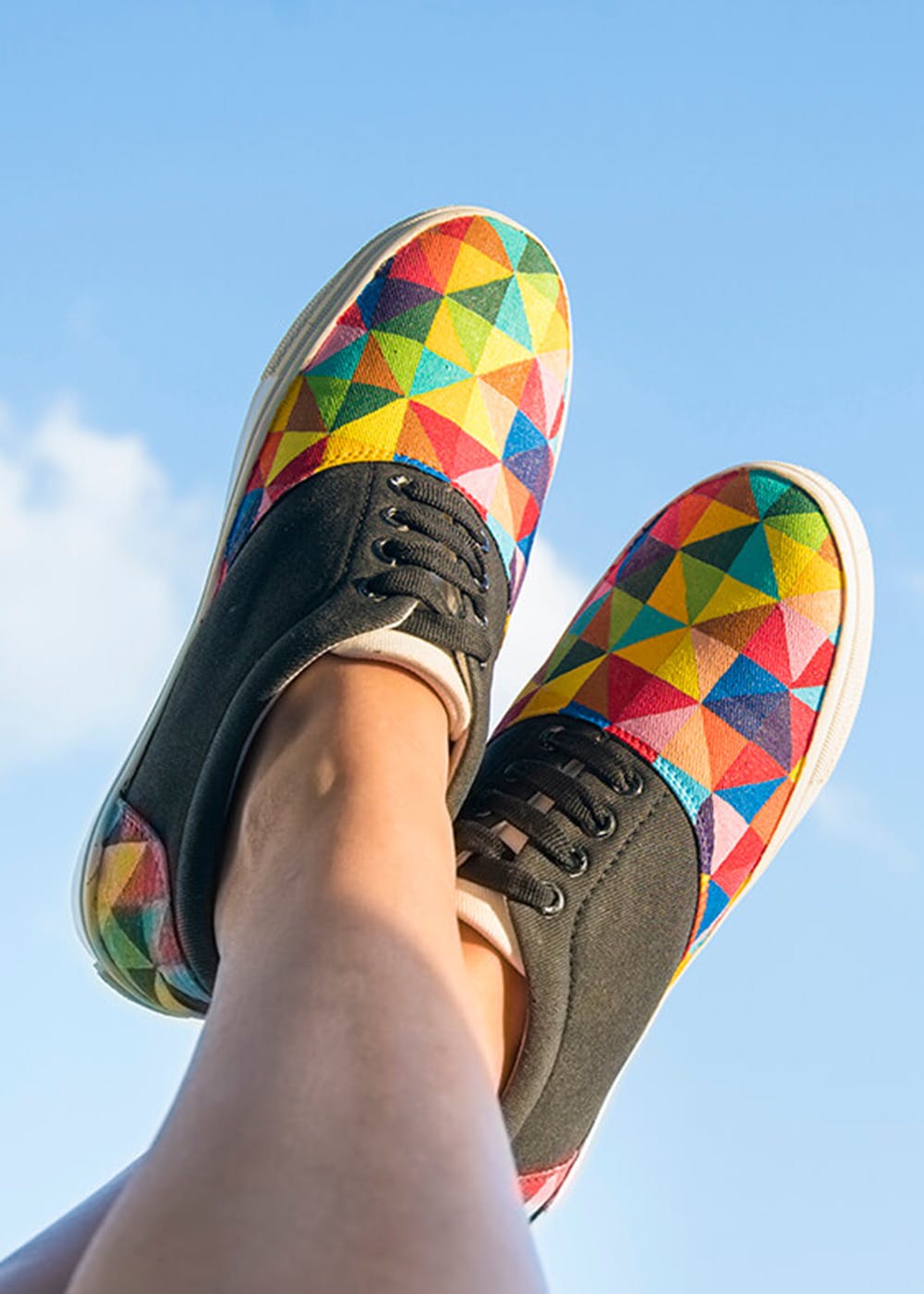 Get Multicoloured Triangle Pattern Sneakers at ₹ 1299 | LBB Shop