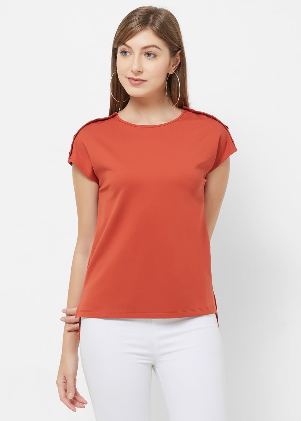 Get Shoulder Tie Detail Solid Rust Top at ₹ 824 | LBB Shop