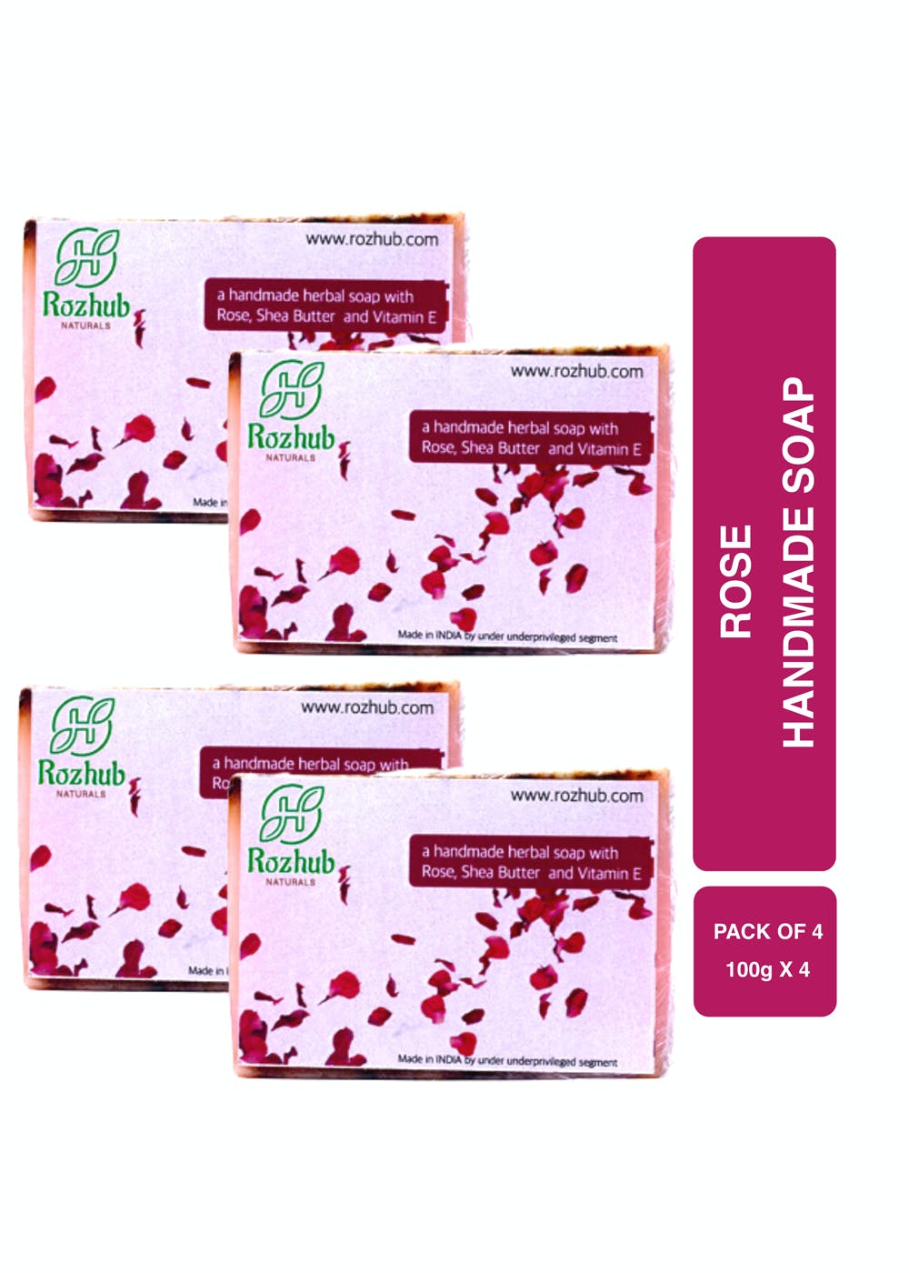 Get Rose handmade Soap 100g (Pack of 4) at ₹ 596 | LBB Shop