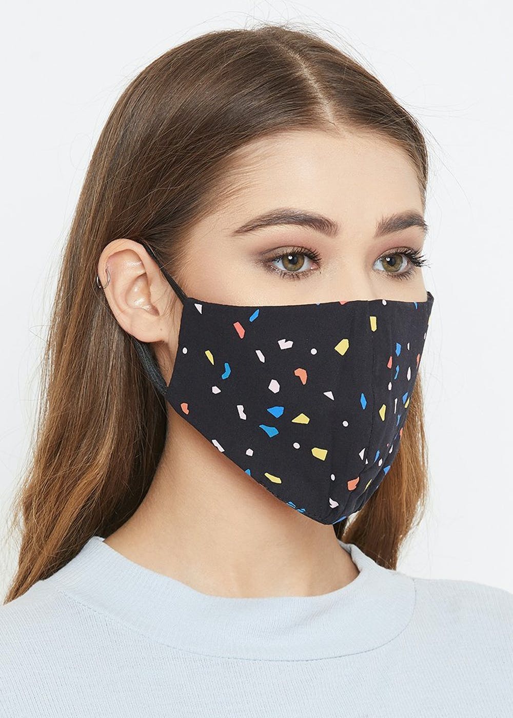Get Black Cotton Confetti Curved Reusable Face Mask at ₹ 125 | LBB Shop