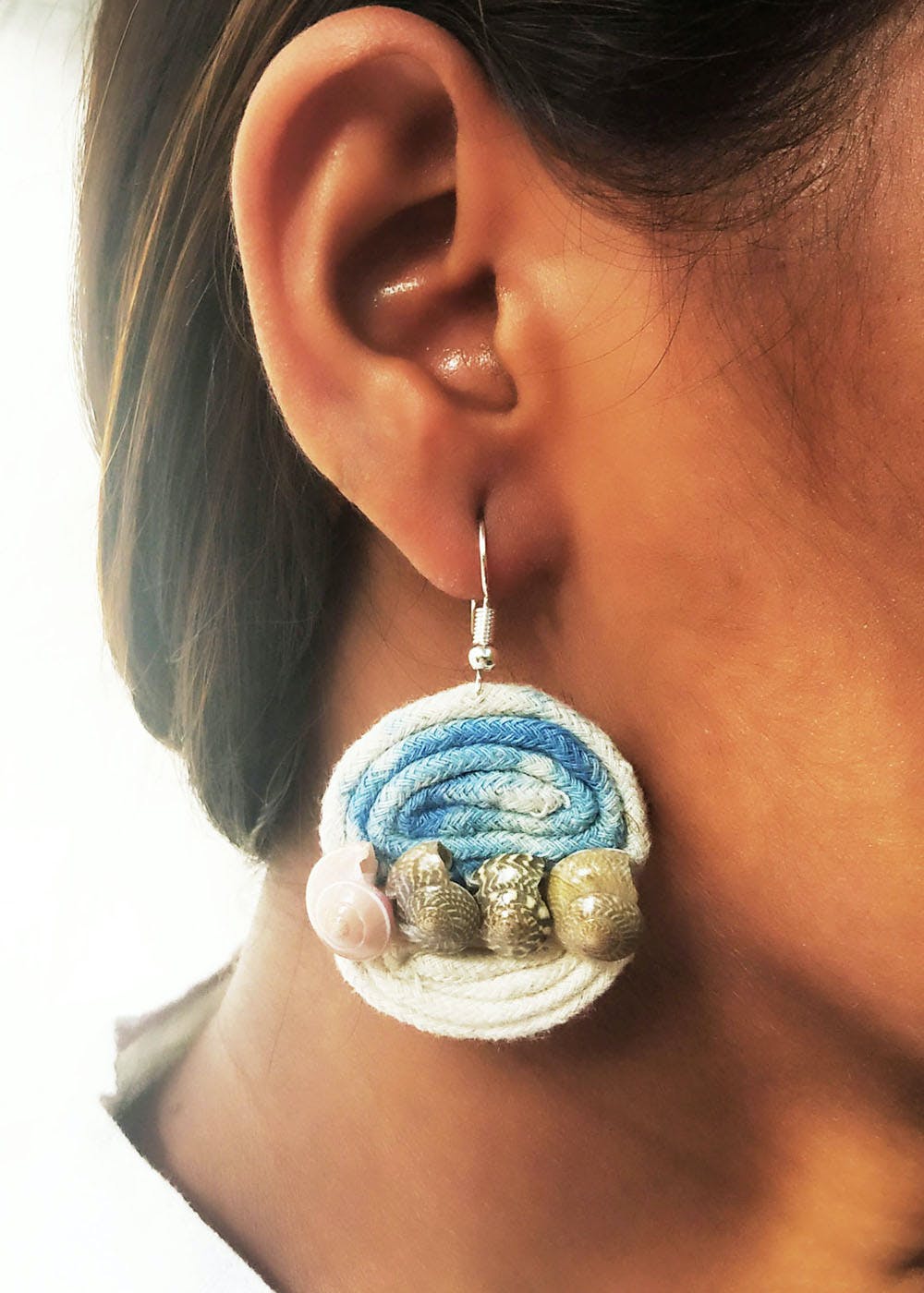 Get Shell Embroidered Tie & Dye Cotton Coiled Earrings at ₹ 563 | LBB Shop