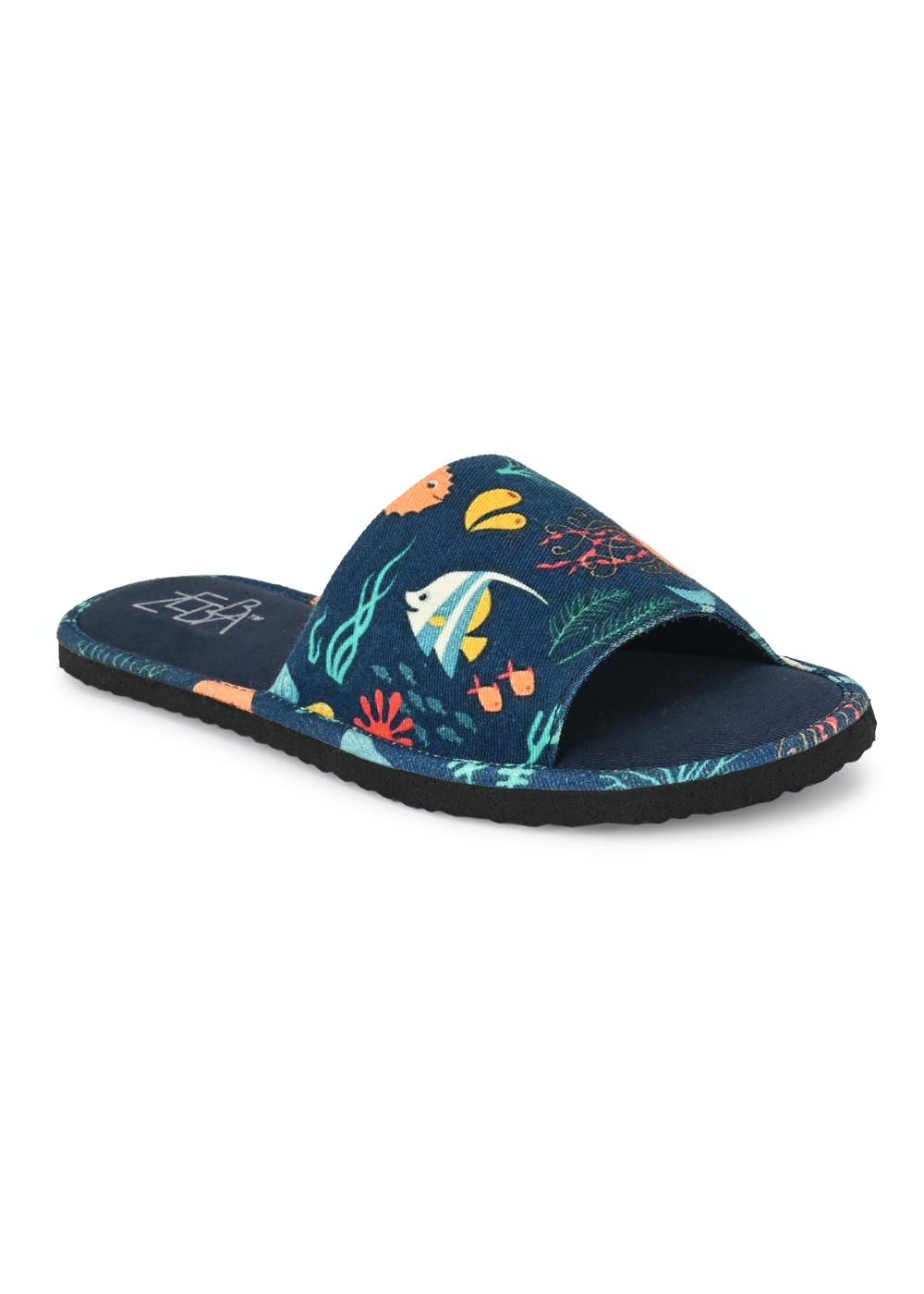 Get Blue Open Toe Graphic Printed Slides at ₹ 699 | LBB Shop