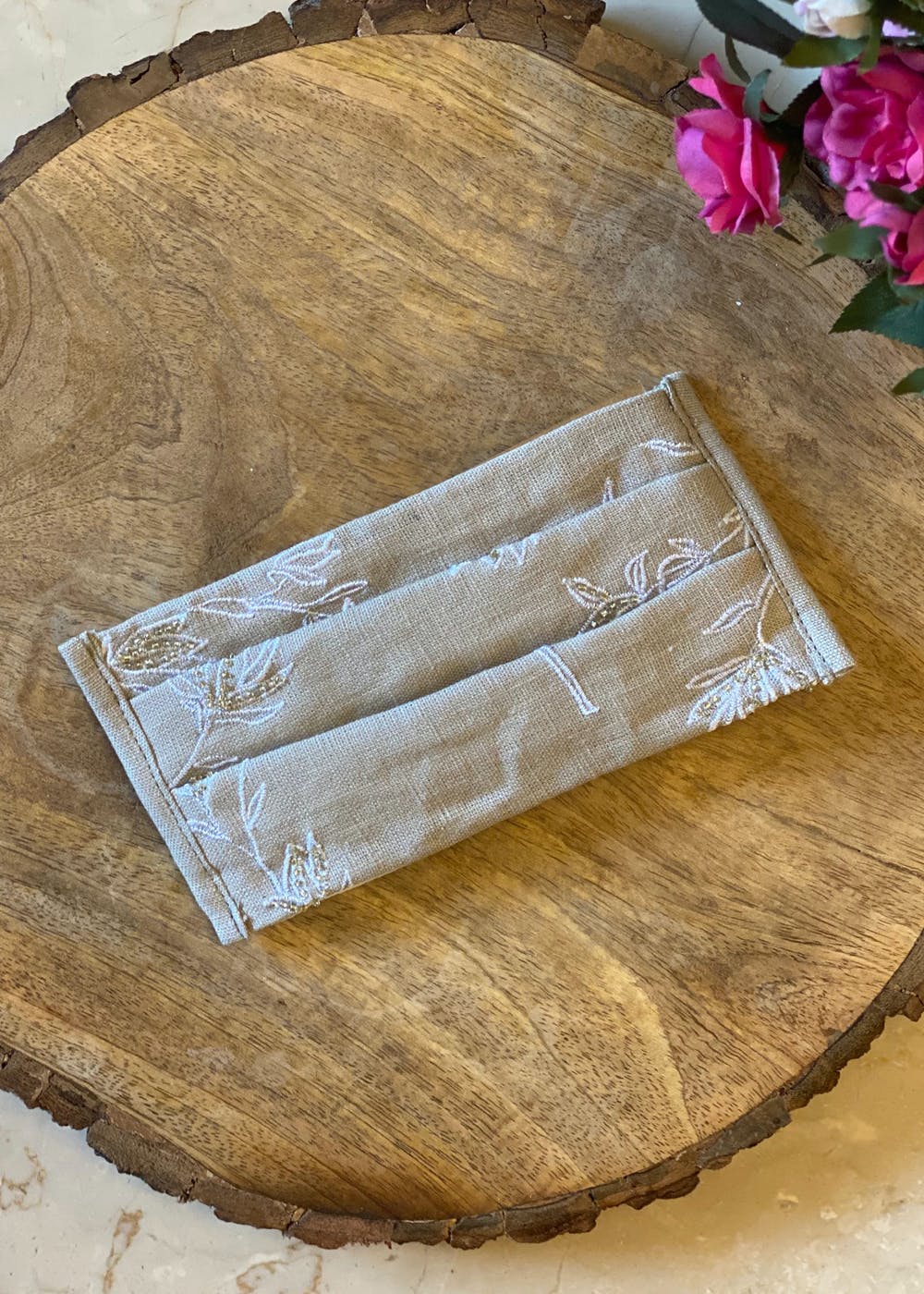 Get Sequined & Embroidered Grey Double Layered Mask at ₹ 340 | LBB Shop