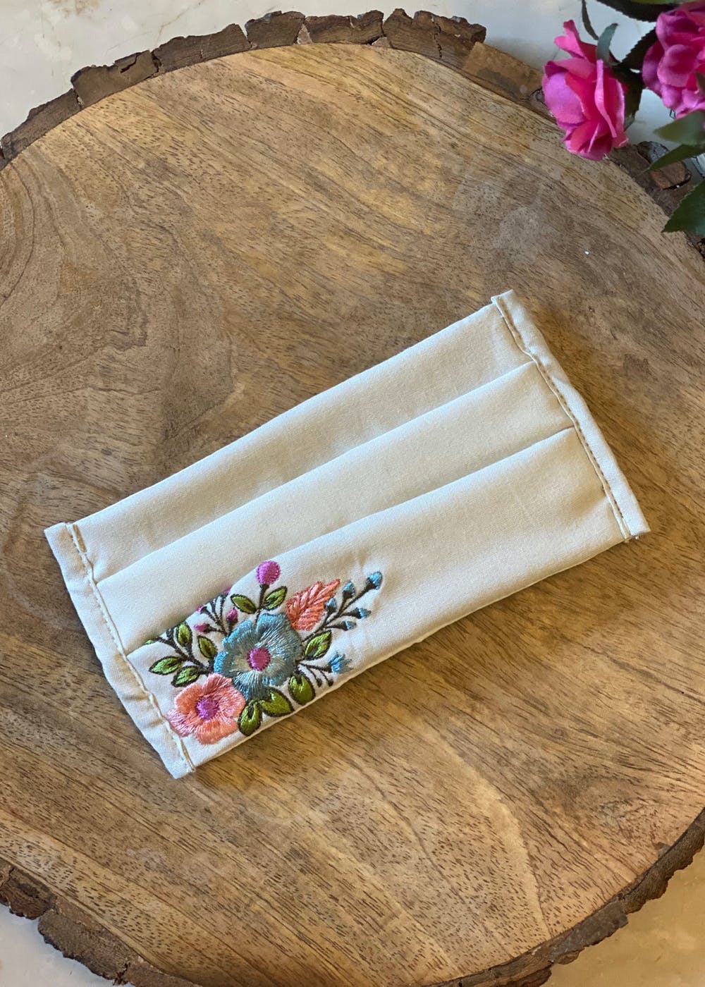Get Floral Embroidered Off-White 2-Ply Mask at ₹ 340 | LBB Shop