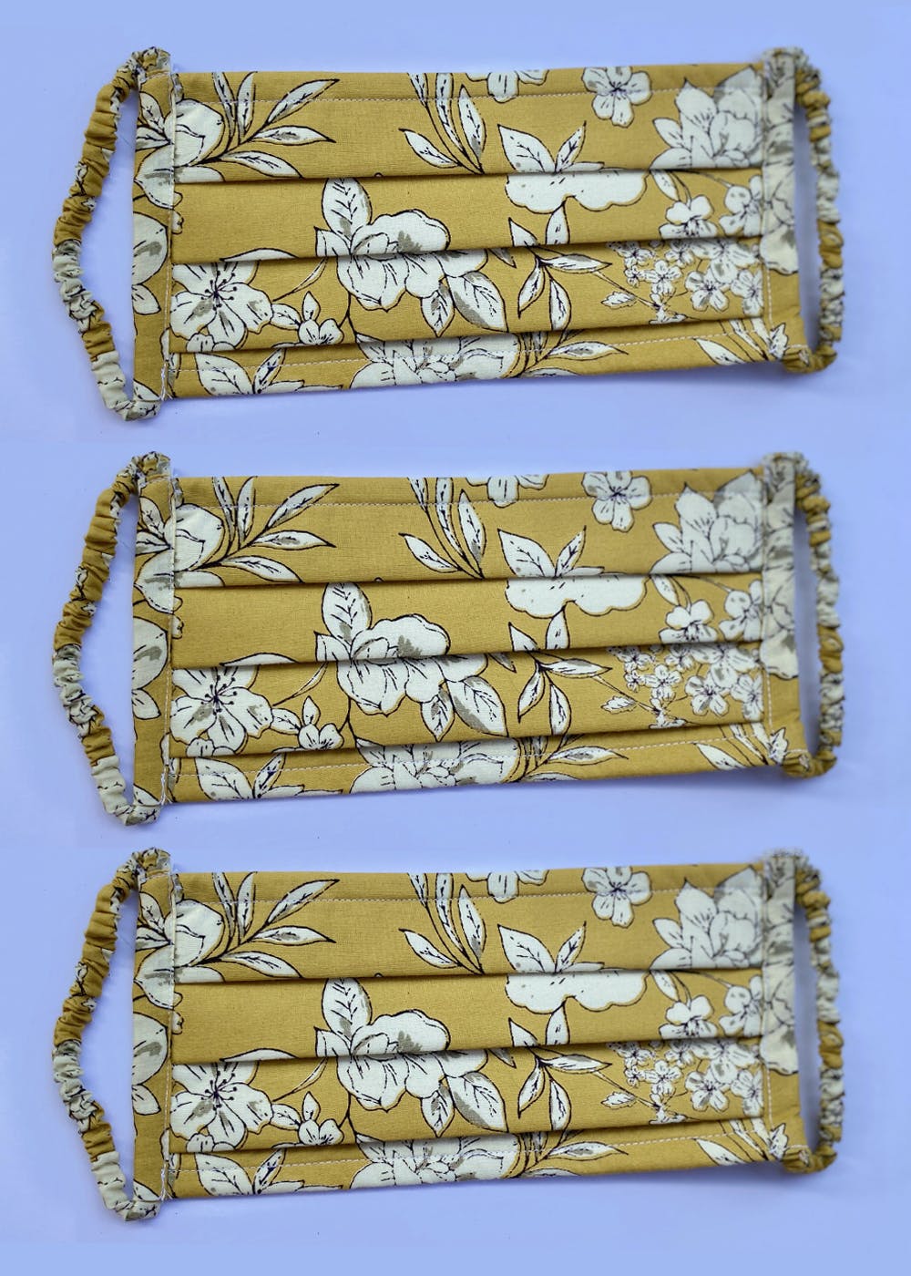 Get Yellow Floral Cotton Mask with Fabric Covered Earloops- Set of 3 at ...