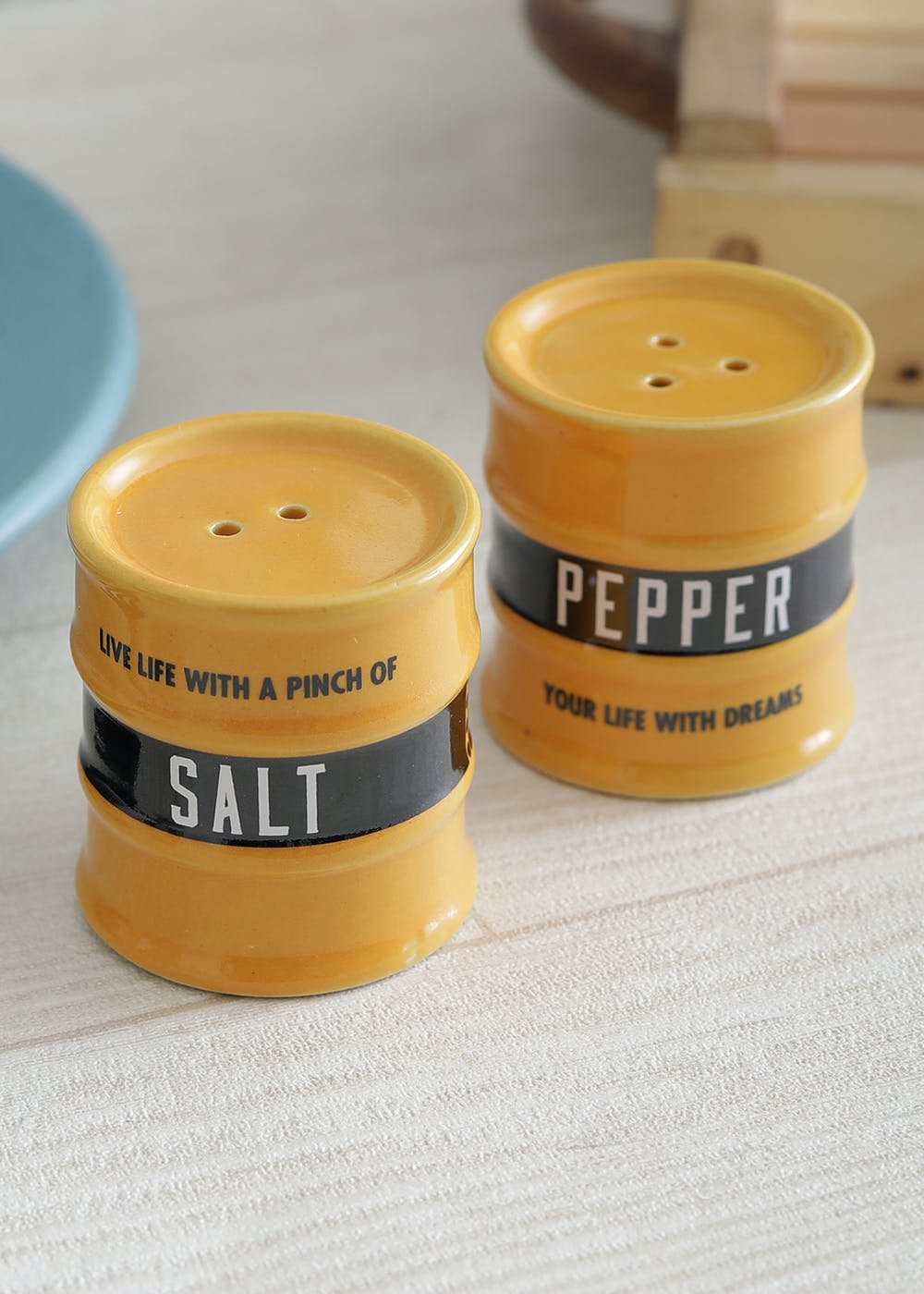 Get Barrel Salt & Pepper Jar - Yellow at ₹ 600 | LBB Shop