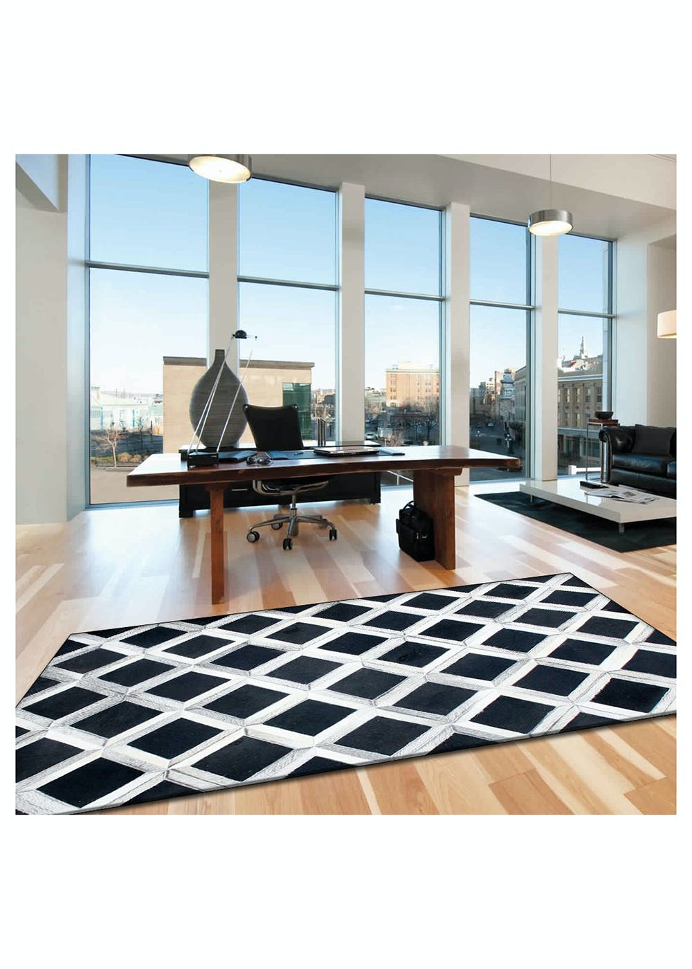 Get Blaze White and Black Hairon Leather Rug at ₹ 9954 | LBB Shop