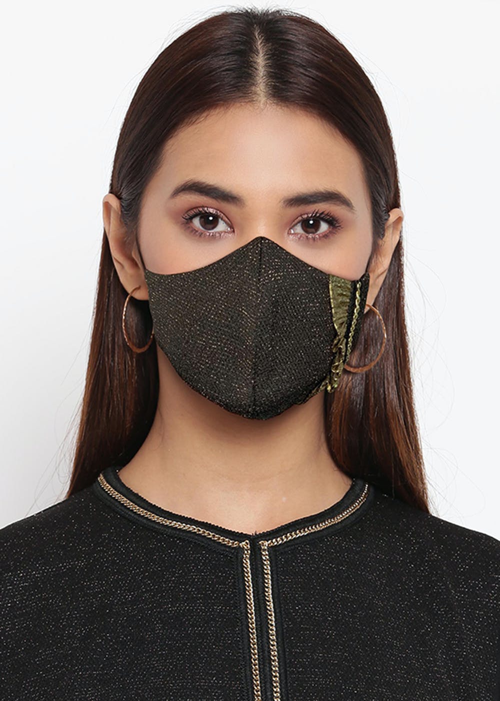 Get Black Lurex With Chain Trim Mask at ₹ 290 | LBB Shop