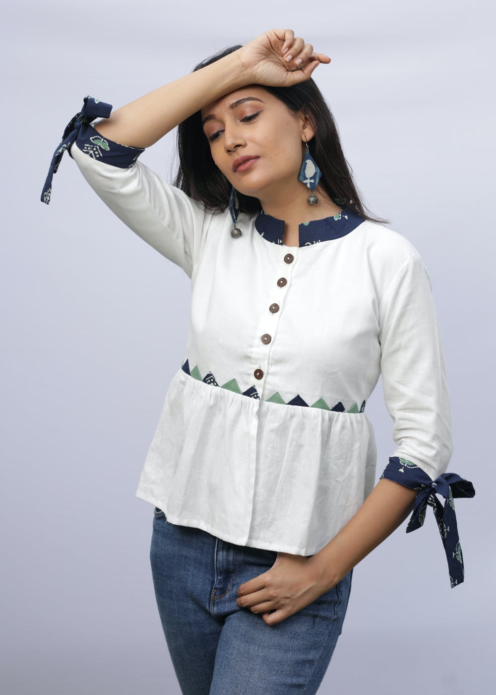 Get Triangle Printed Patch Detail White Jacket at ₹ 1799 | LBB Shop