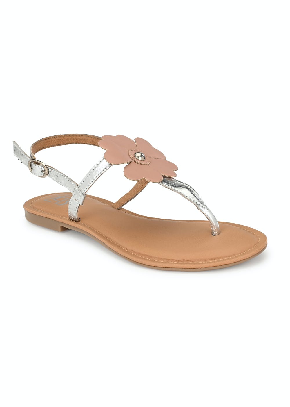 Get Silver Floral Embellished Strapped Sandals at ₹ 659 | LBB Shop