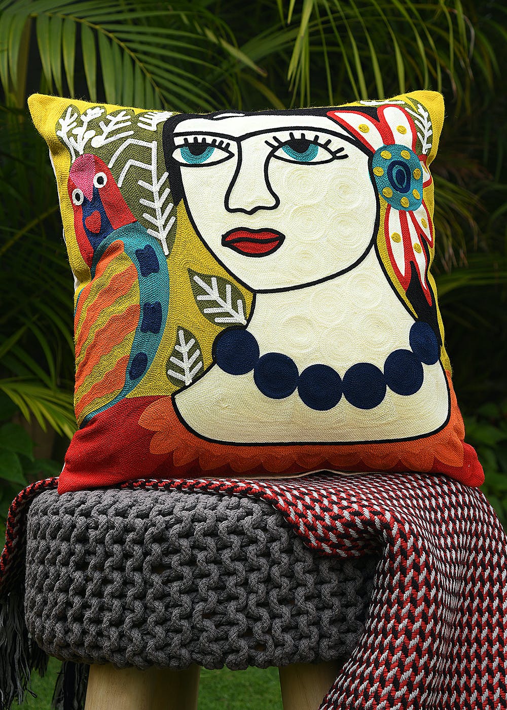 Get Quirky And Beautiful Abstract Art Frieda Kahlo Cushion Cover at ...