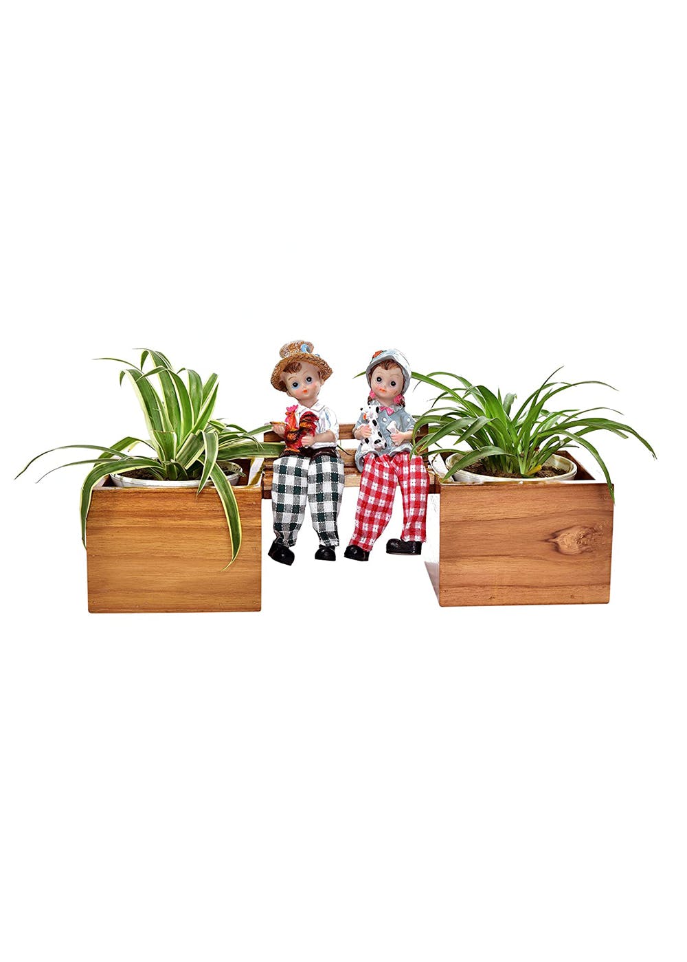 Get Wooden Planter Pots with Boy and Girl Figurines - Multi Utility ...