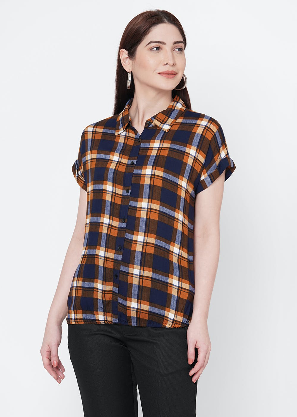 Get Colourblocked Checkered Shirt at ₹ 1259 | LBB Shop
