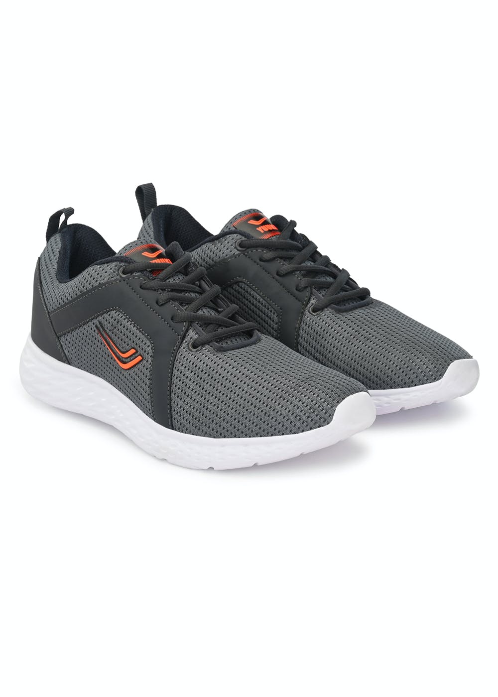 Get Orange Patch Detail Grey Mesh Textured Sports Shoes at ₹ 899 | LBB Shop