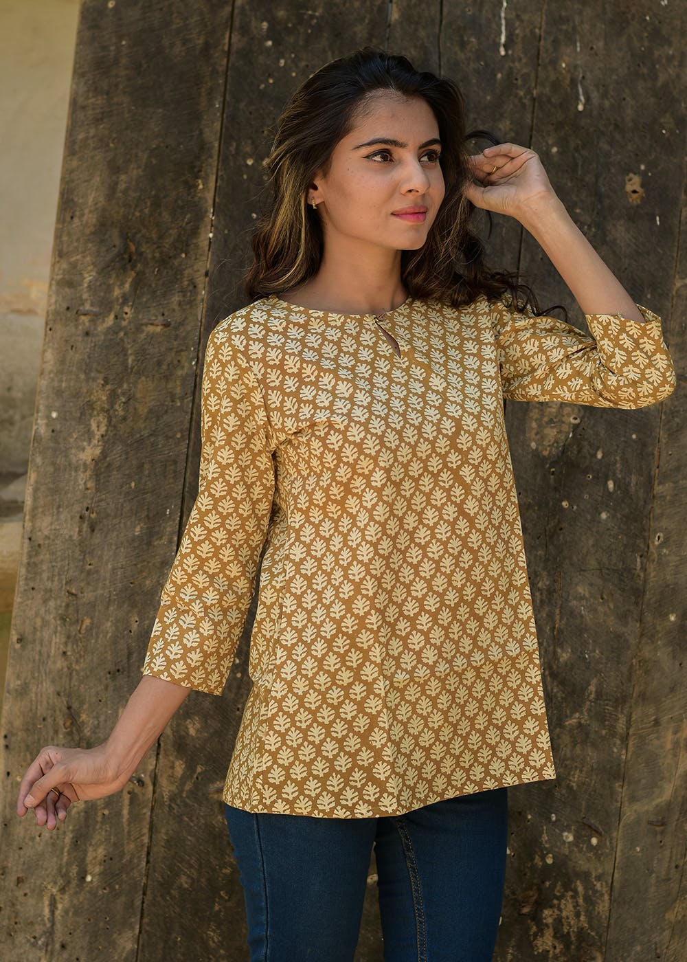 Get Yellow & White Block Print Top at ₹ 990 | LBB Shop