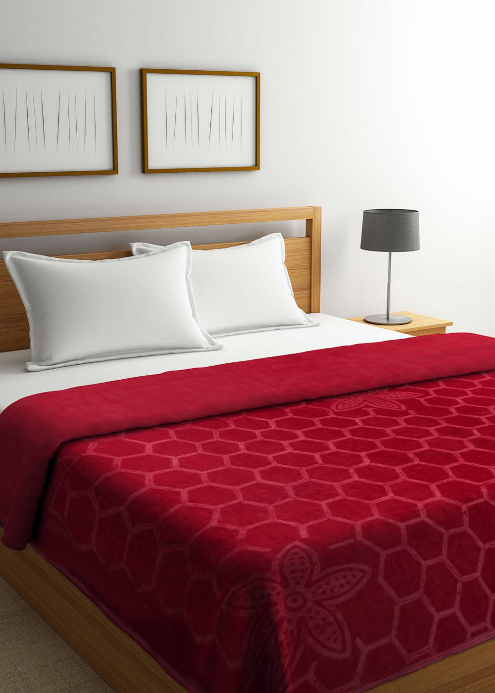 Get Red Geometric Mild Winter Double Bed Blanket at ₹ 1598 | LBB Shop