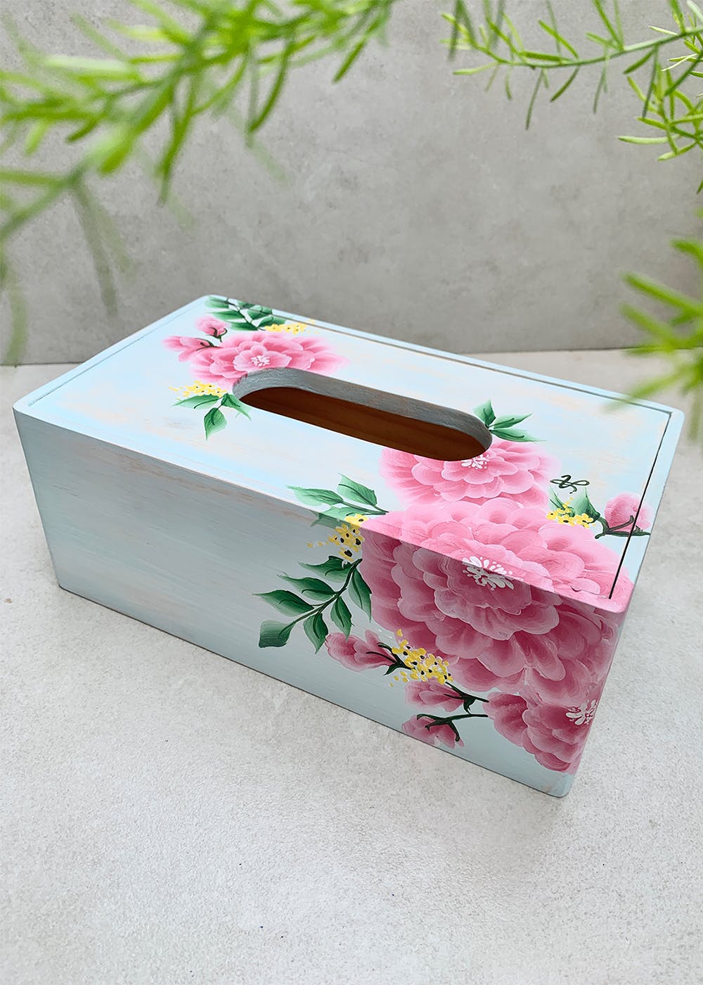 Get Peony Hand Painted Tissue Box at ₹ 2099 | LBB Shop
