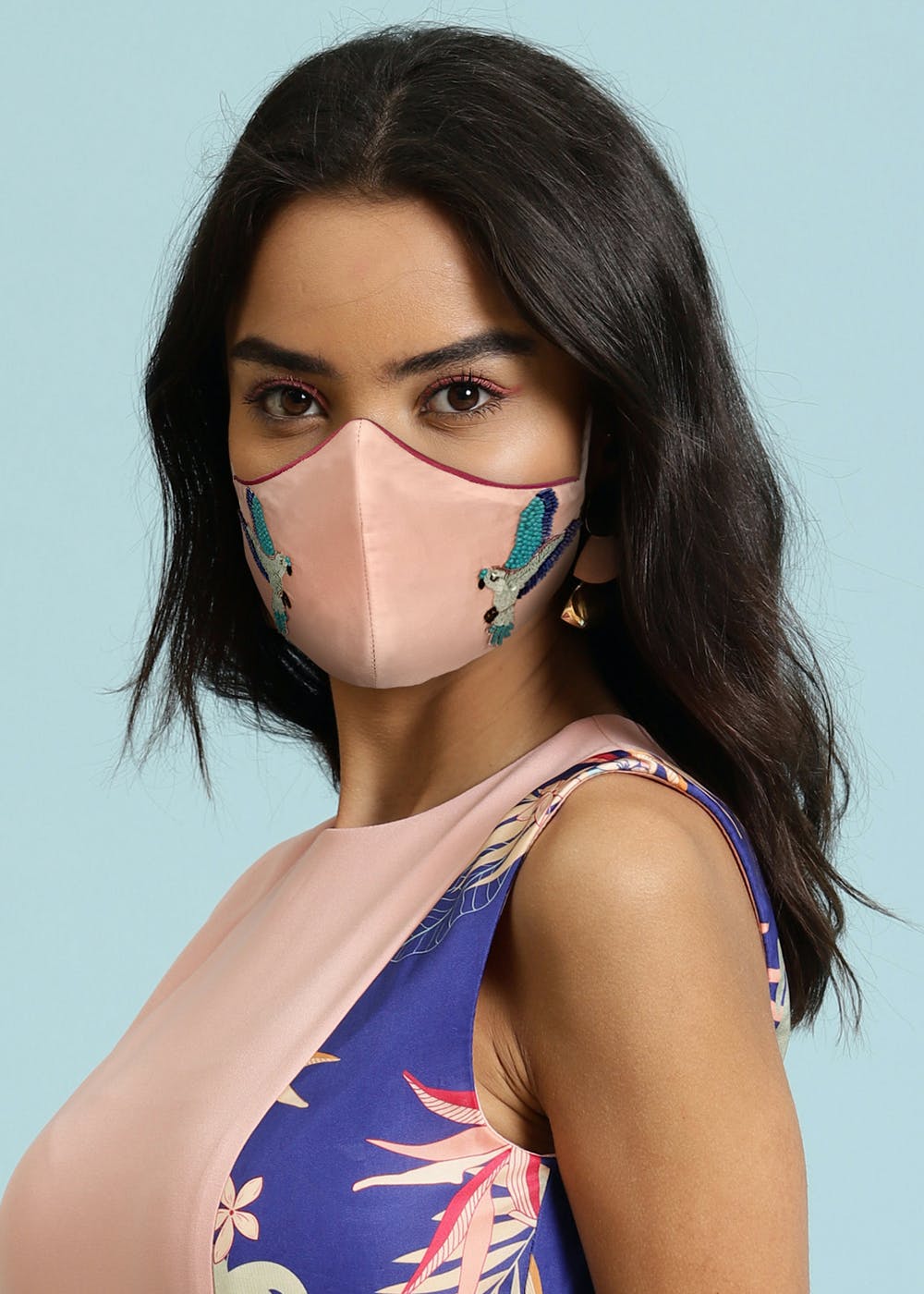 Get Sequin Macaw Embellished Mask at ₹ 1590 | LBB Shop