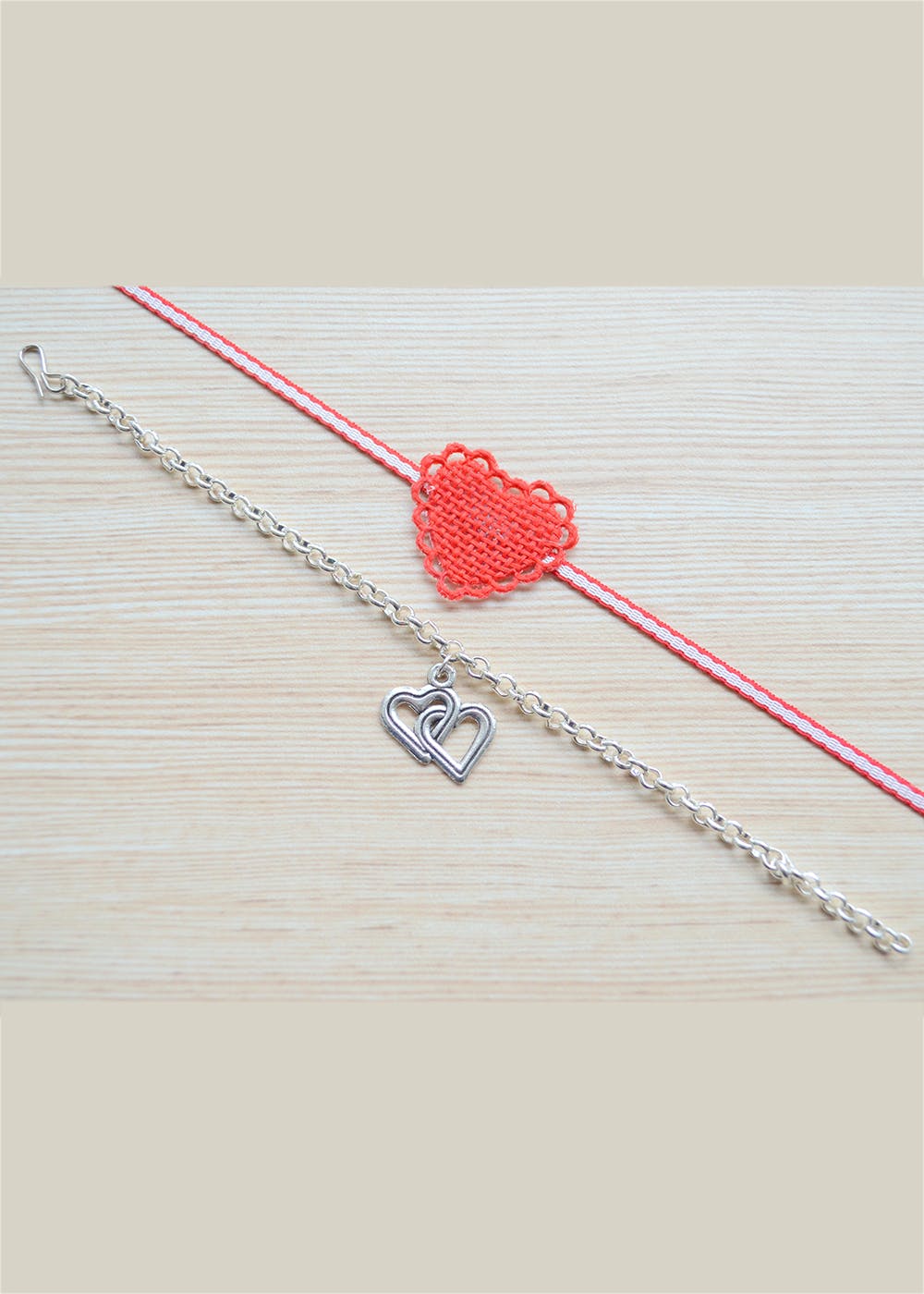 Get Heart Rakhi with Silver Plated Bracelet Gift Set at ₹ 359 | LBB Shop