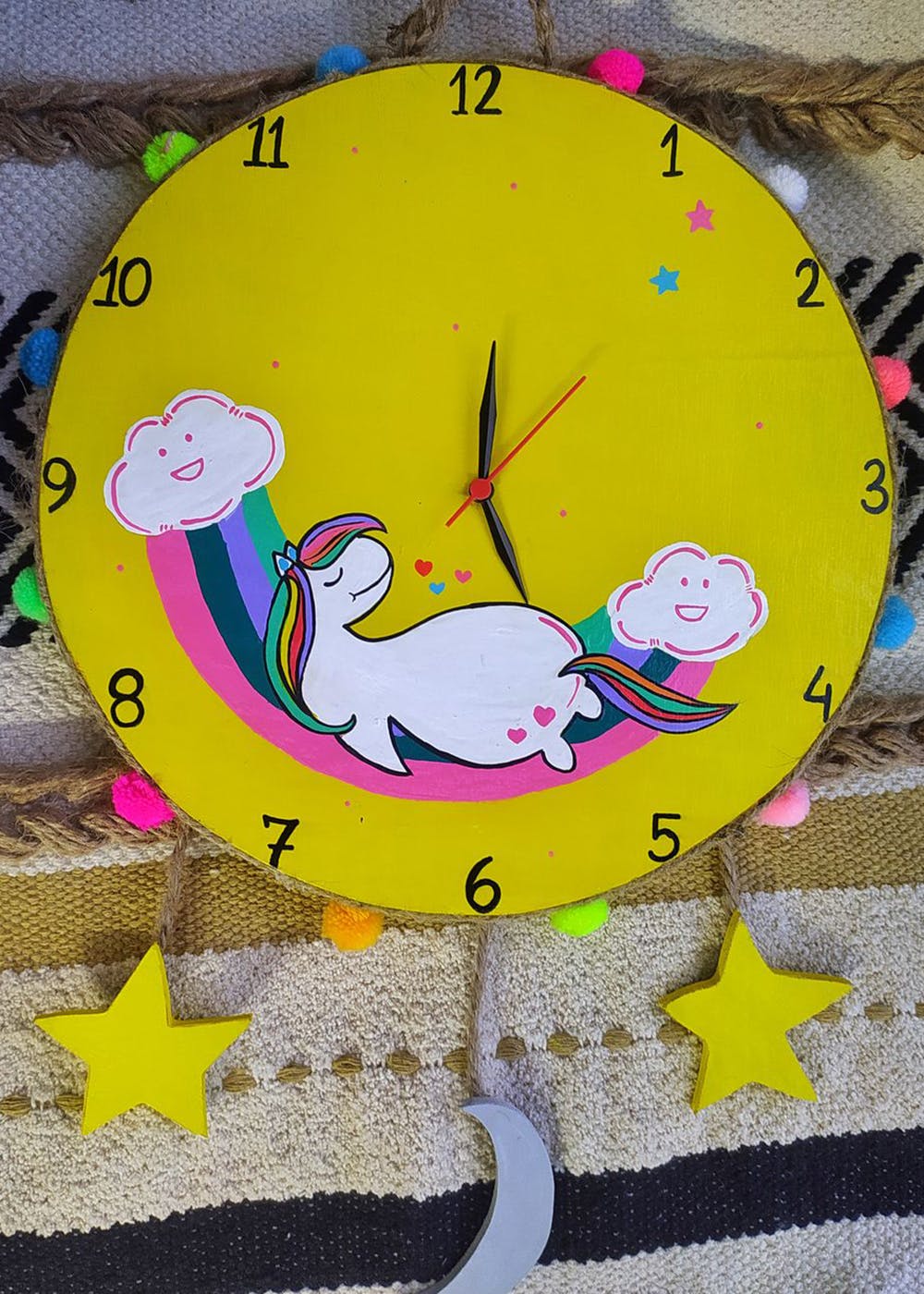 Get Handmade Unicorn Themed Wall Clock with Stars and Moon at ₹ 1450 ...