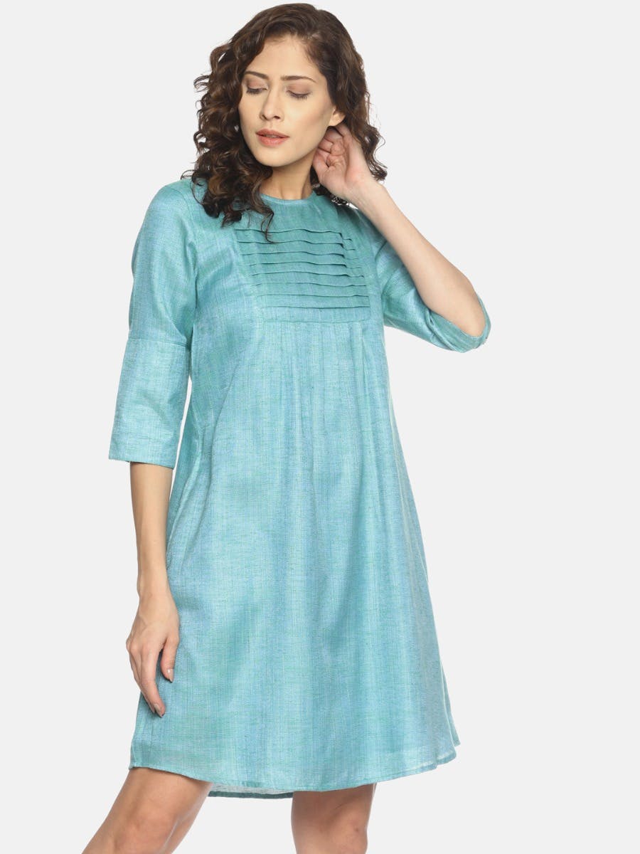 Get Horizontal Pleated A-Line Dress at ₹ 3214 | LBB Shop